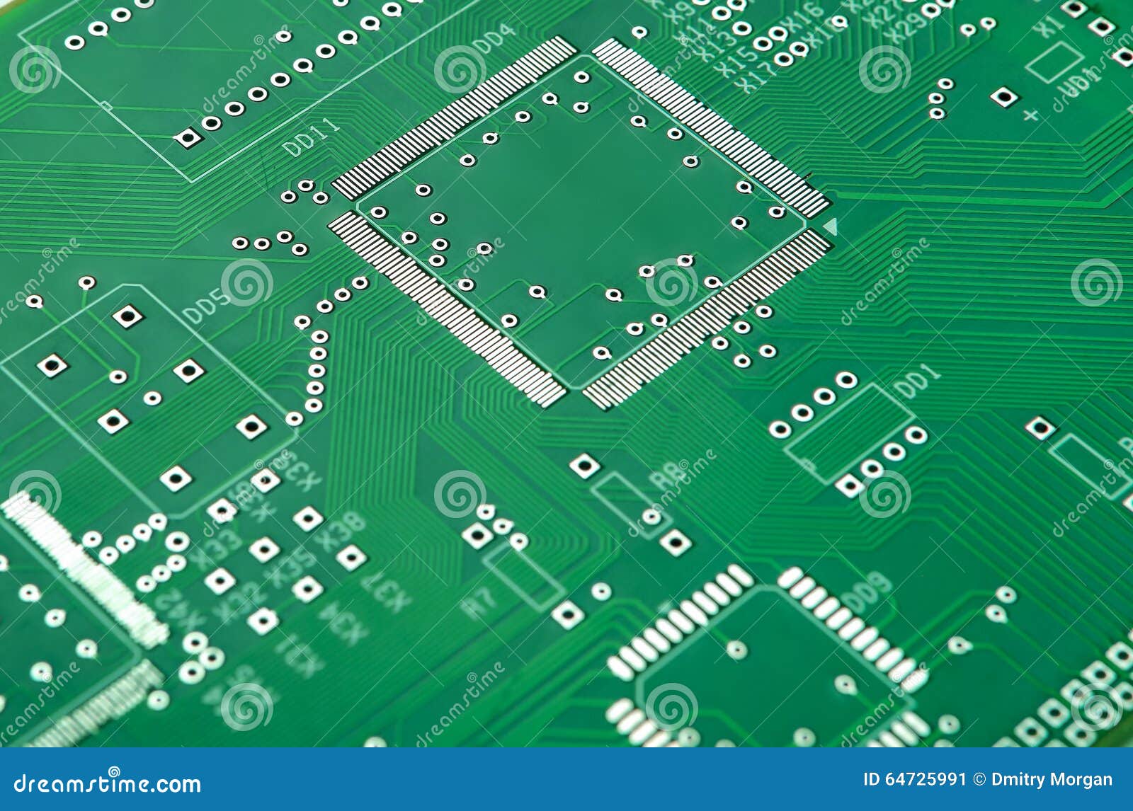 Closeup Shot of New Printed Circuit Board without Any Components Stock ...