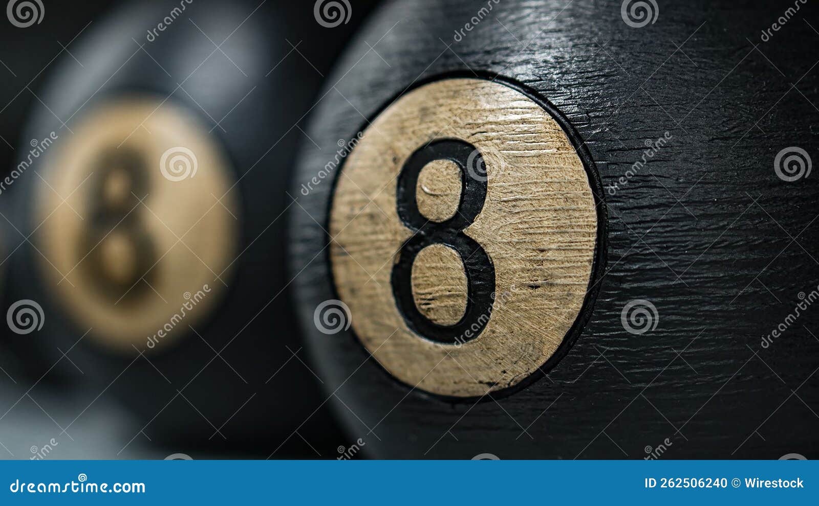 Closeup Shot of Number 8 Black Billiard Ball with Blurred Reflection on ...