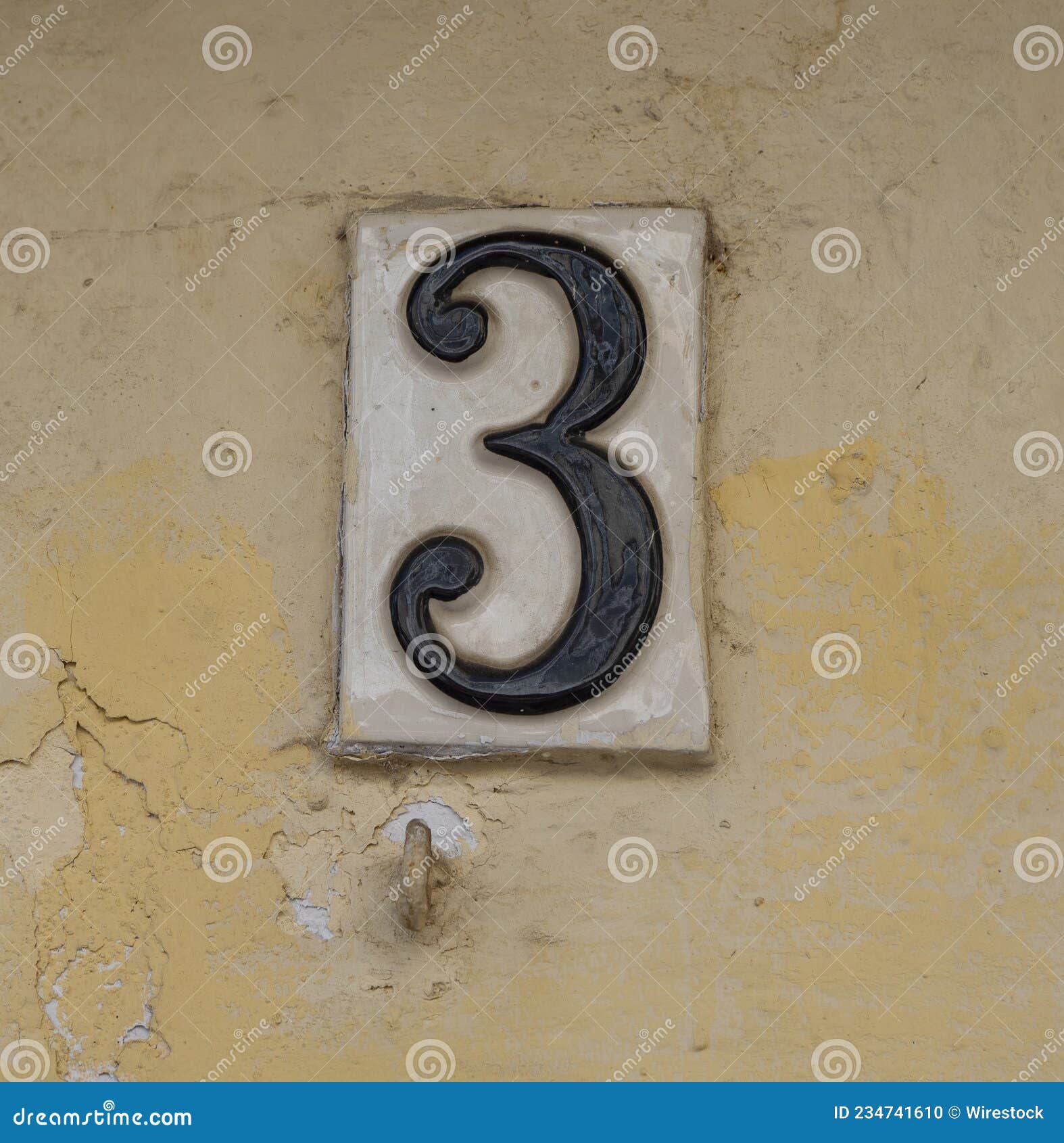 Closeup Shot of a Number Three Sign on the Wall Stock Photo - Image of ...
