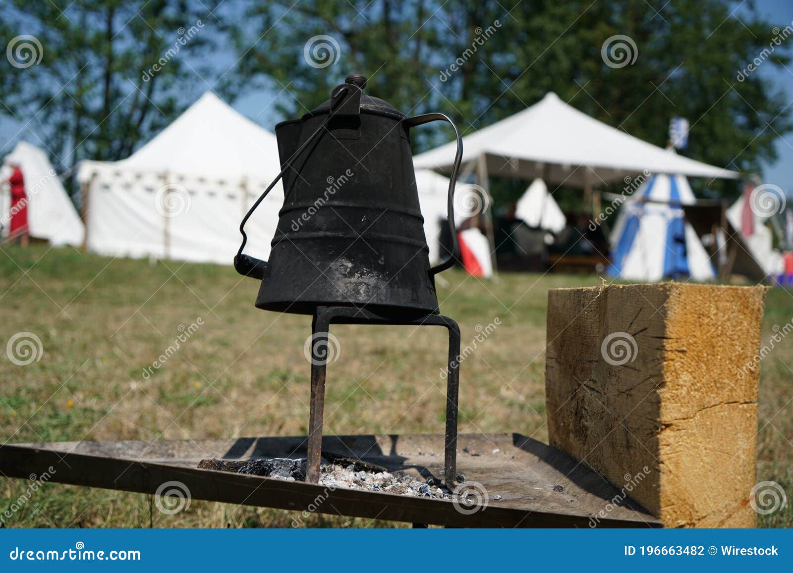 Closeup Shot of an Old Fashioned Teapot on the Fire Stock Photo - Image ...