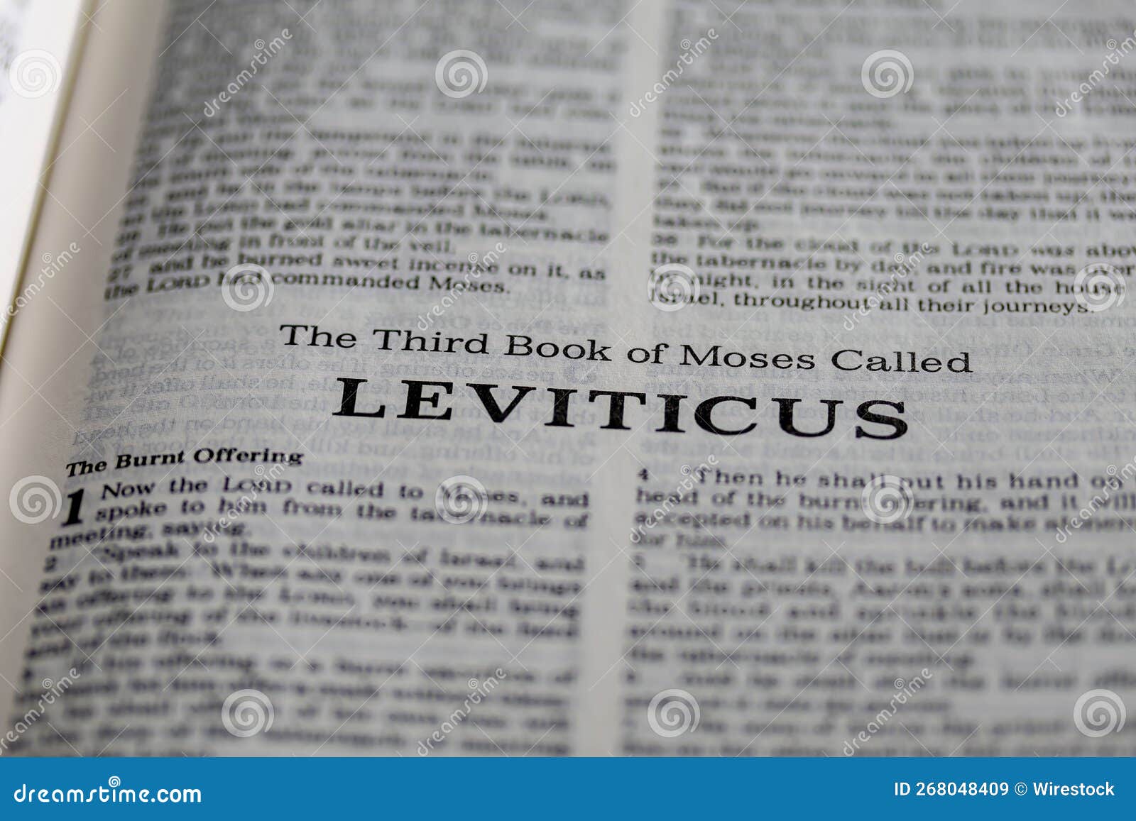Closeup Shot of Open Page with the Third Book of Moses Called Leviticus ...