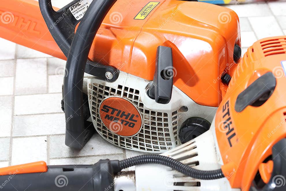 Closeup Shot of Orange Stihl Chainsaws and Stihl Combination Tools ...