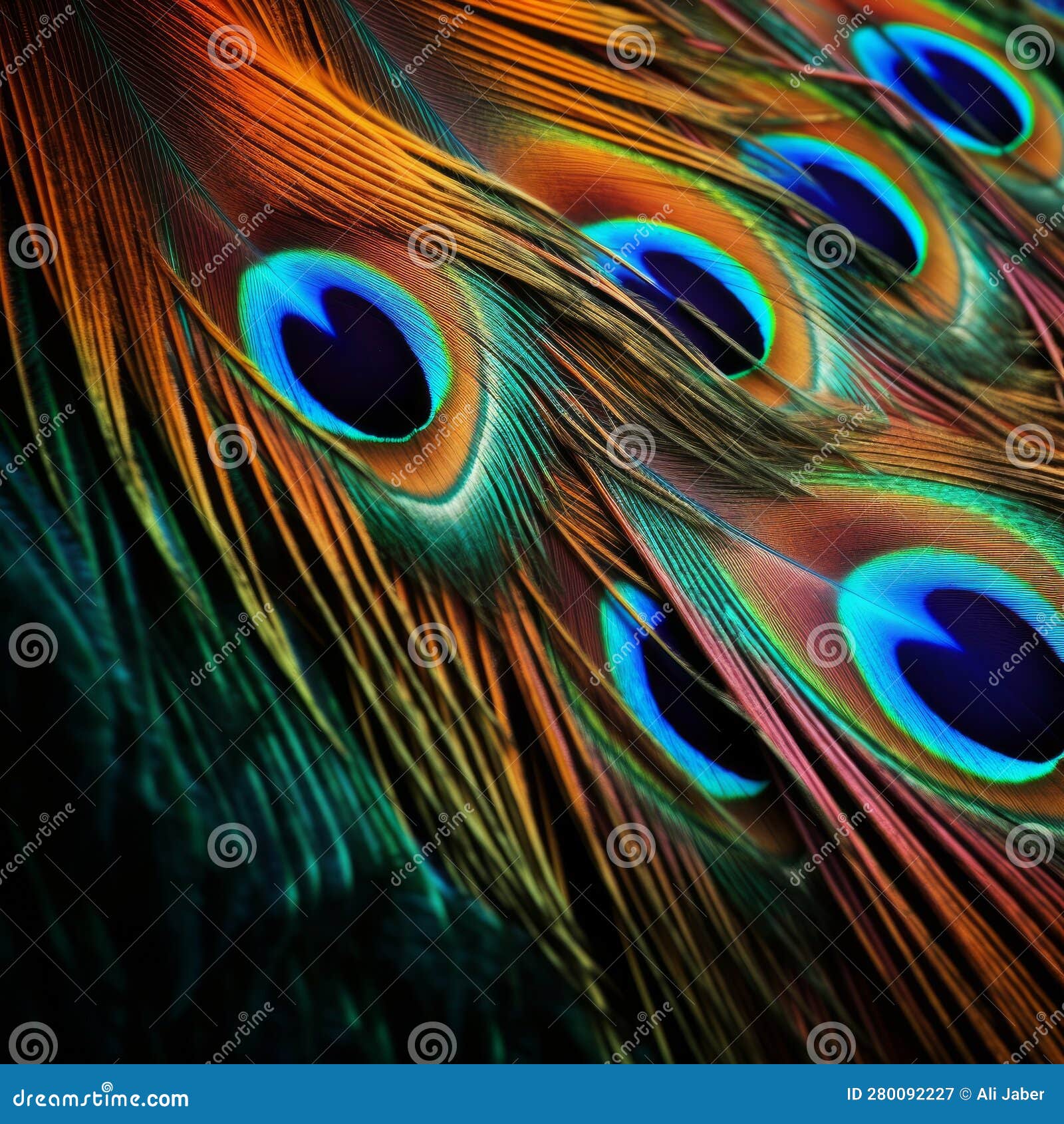 Closeup Shot of a Peacock Feather Ai, Ai Generative, Illustration Stock Illustration ...