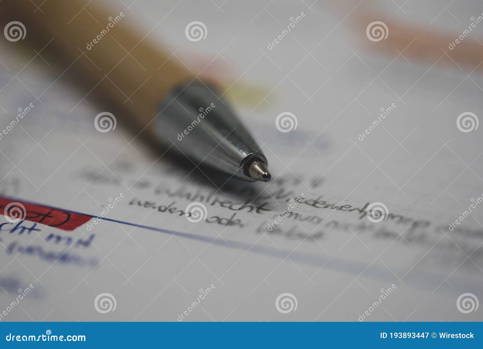Closeup Shot of a Pen on a Document Stock Image - Image of idea, paper ...