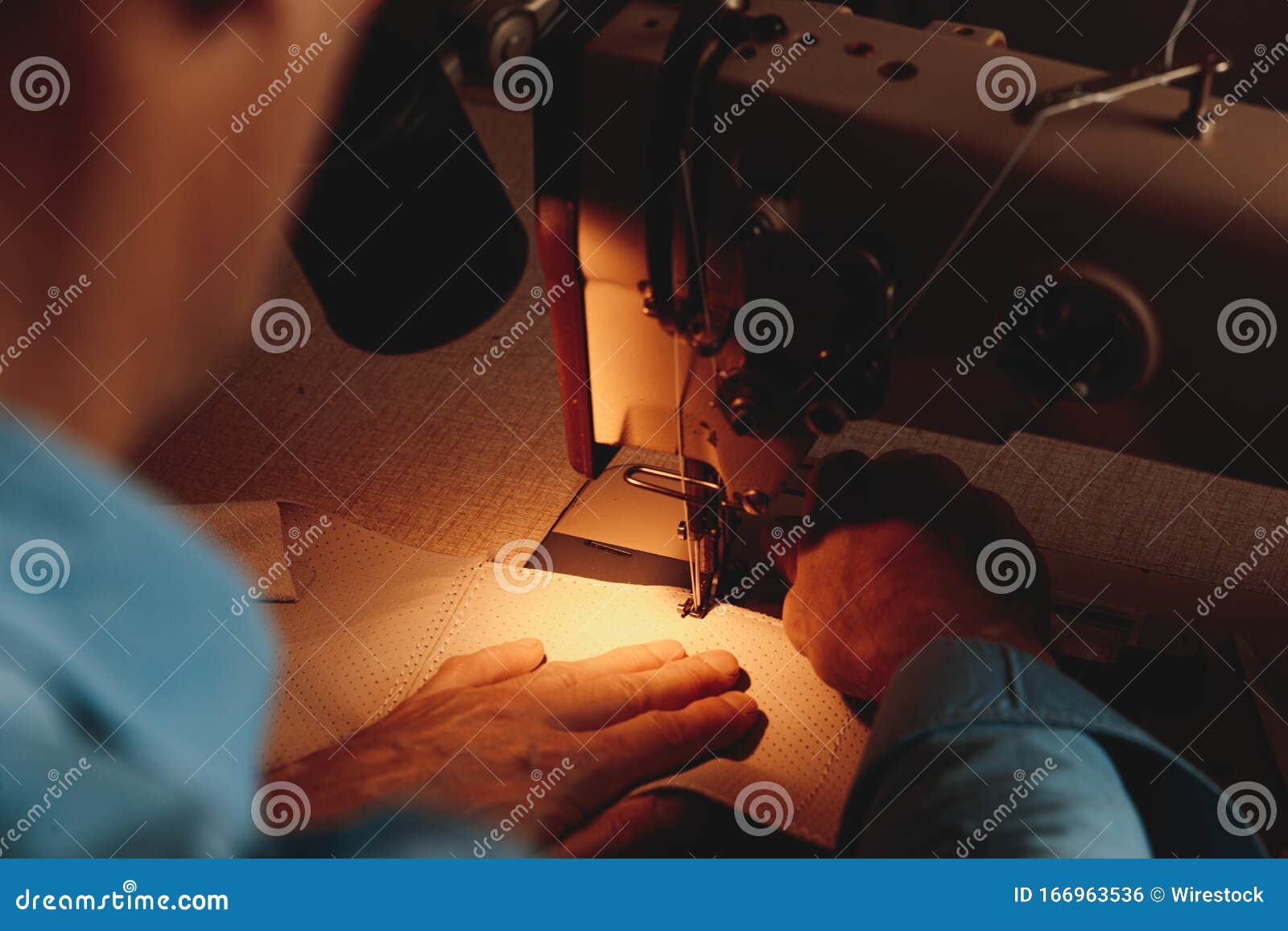 Closeup Shot of a Person Doing Handwork with a Sewing Machine Stock ...
