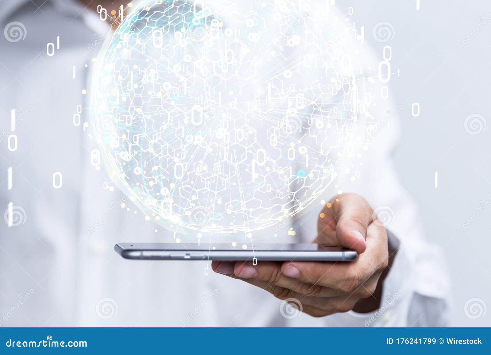 Closeup Shot of a Person Presenting the Virtual Projection of a Digital ...