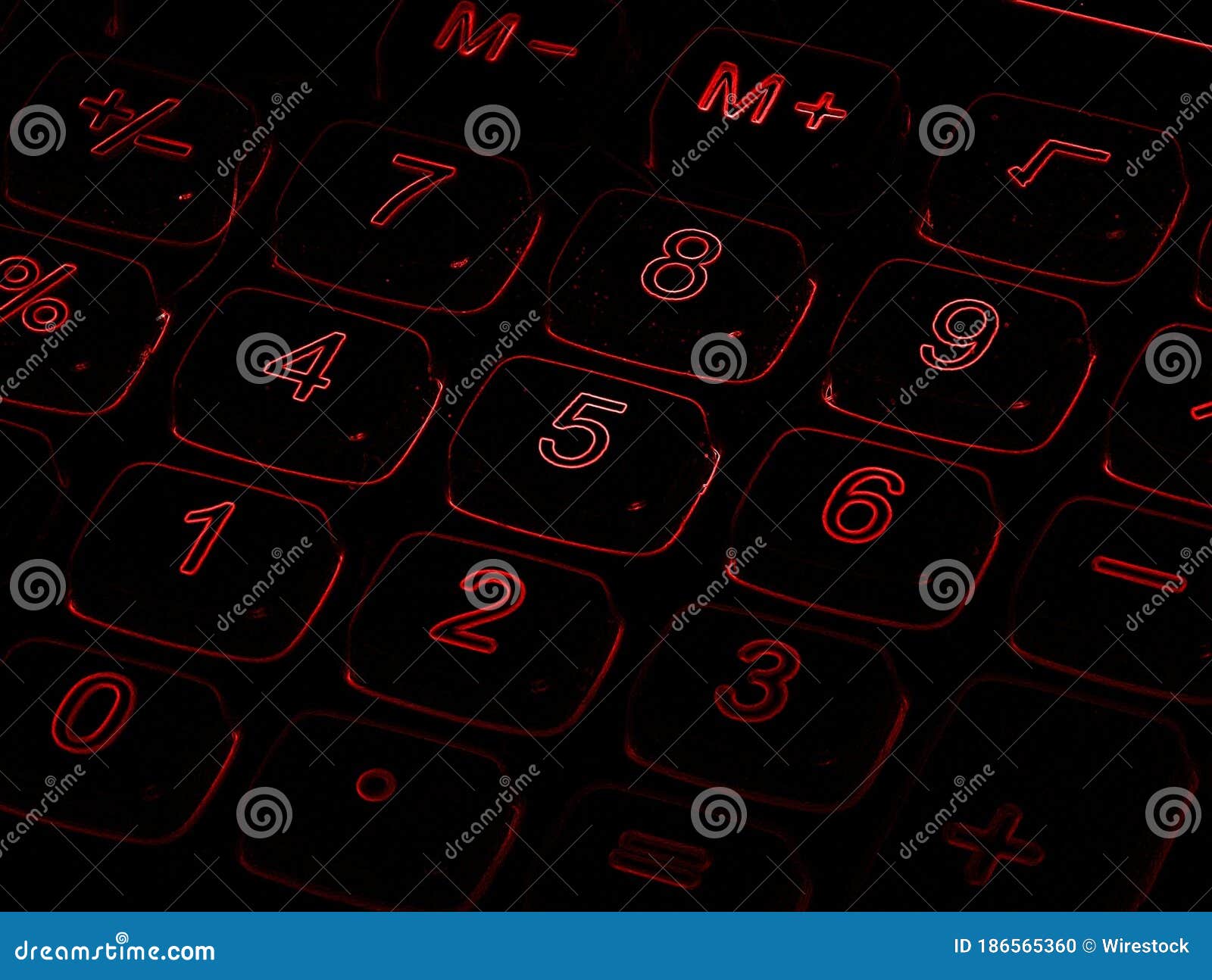 Closeup Shot of Red and Black Calculator Numbers and Symbols Vector ...