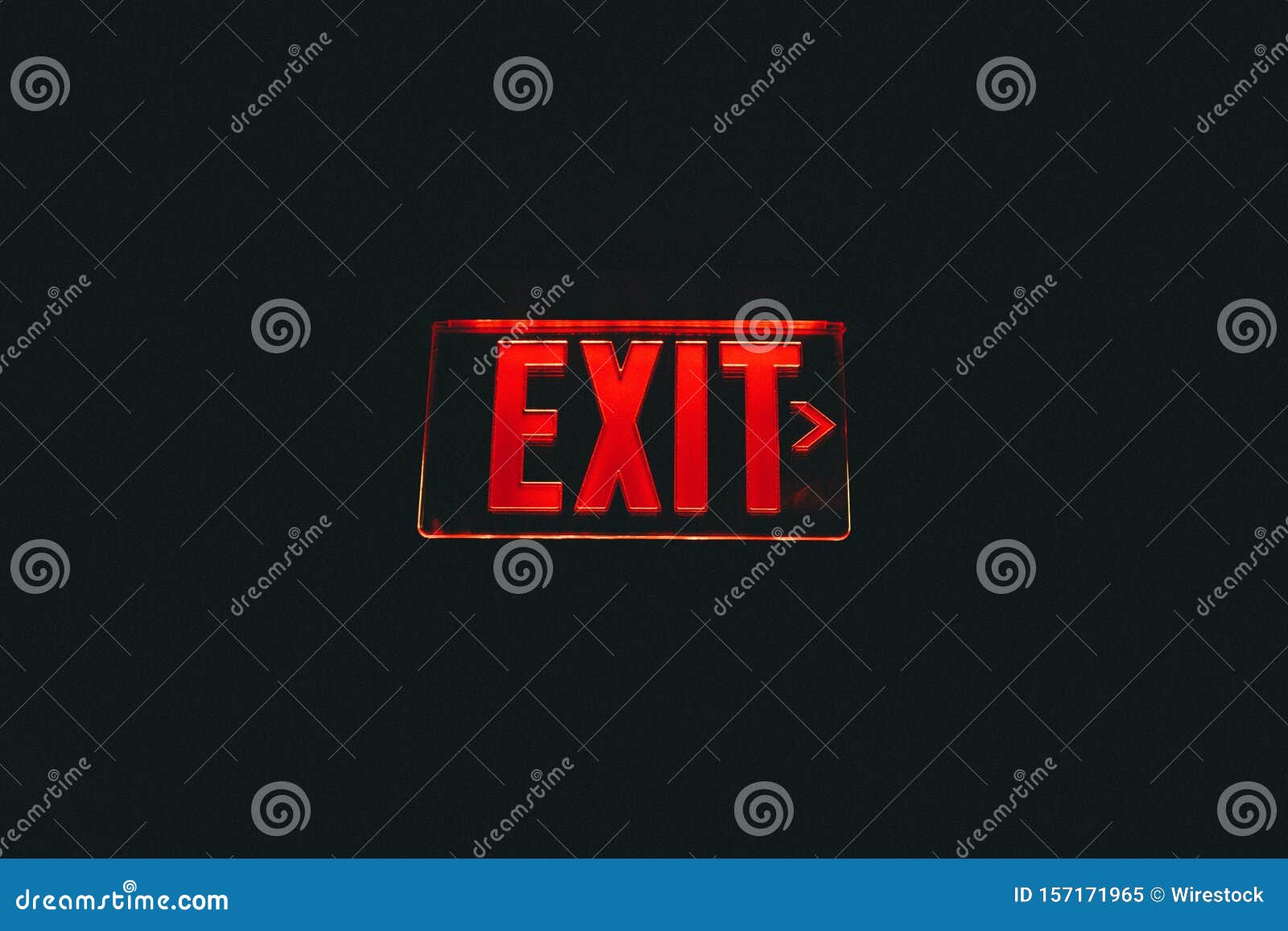 Closeup Shot of a Red Exit Sign in a Dark Area Stock Image - Image of ...