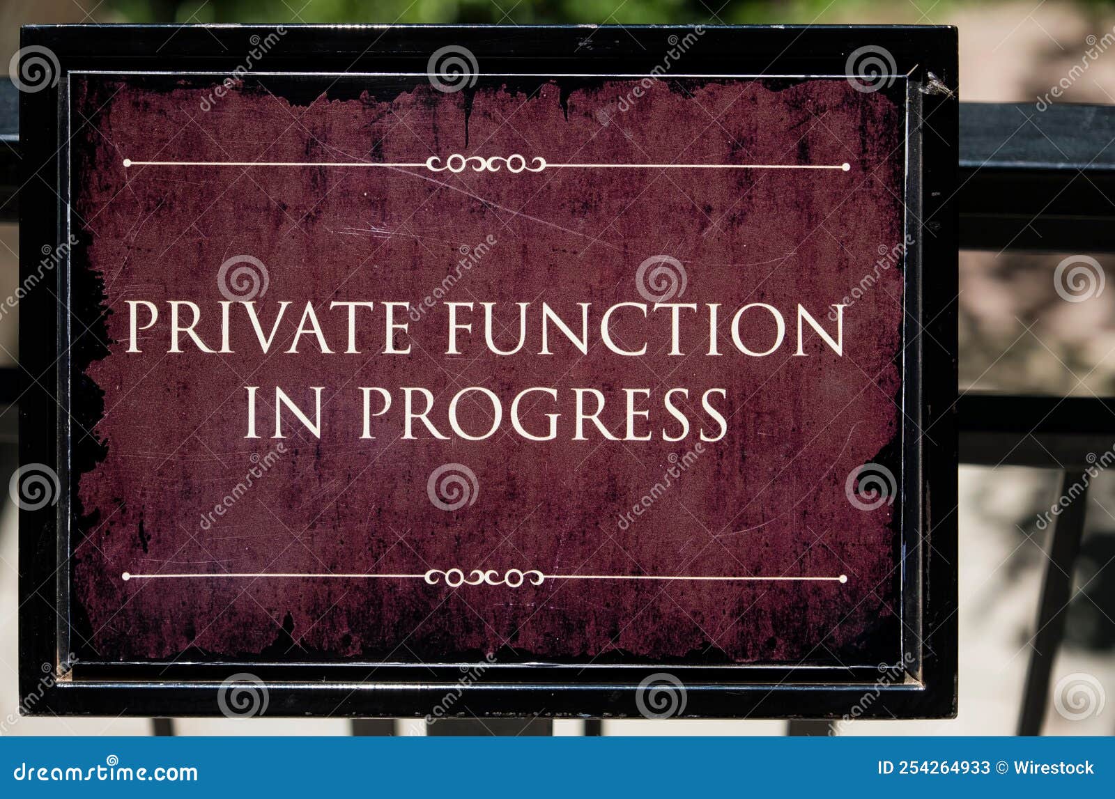 Closeup Shot of a Red Private Function in Progress Sign Stock Image ...