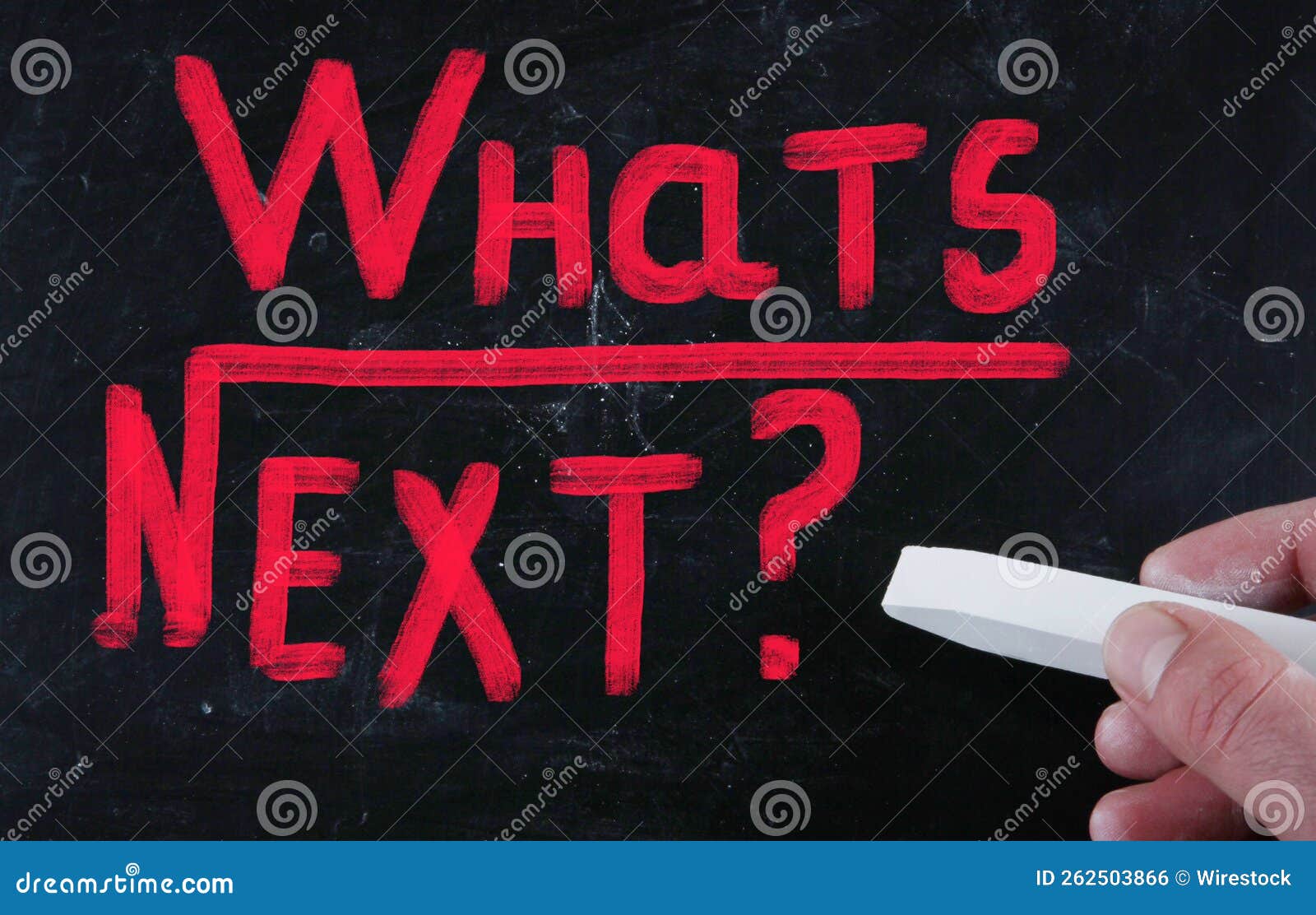 Closeup Shot of a Red Text Whats Next? on a Black Background Stock ...