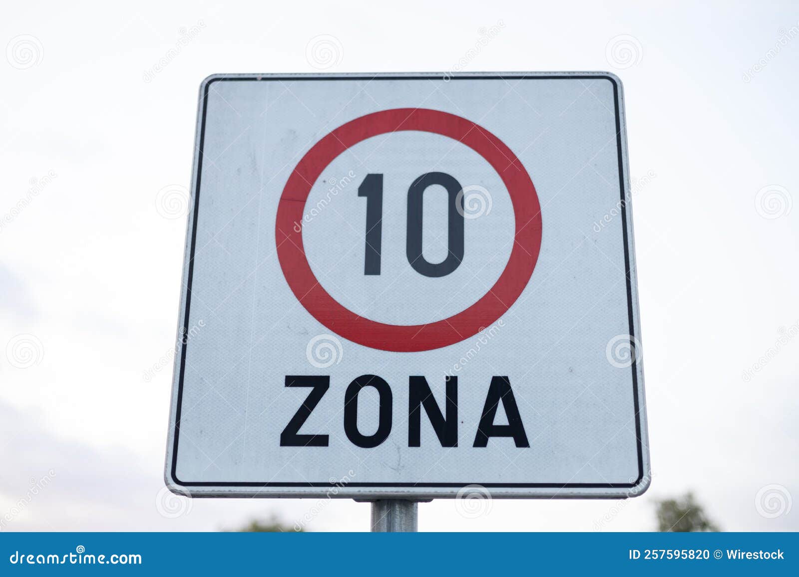 Closeup Shot of a Restriction Road Sign for the Zone Stock Photo ...