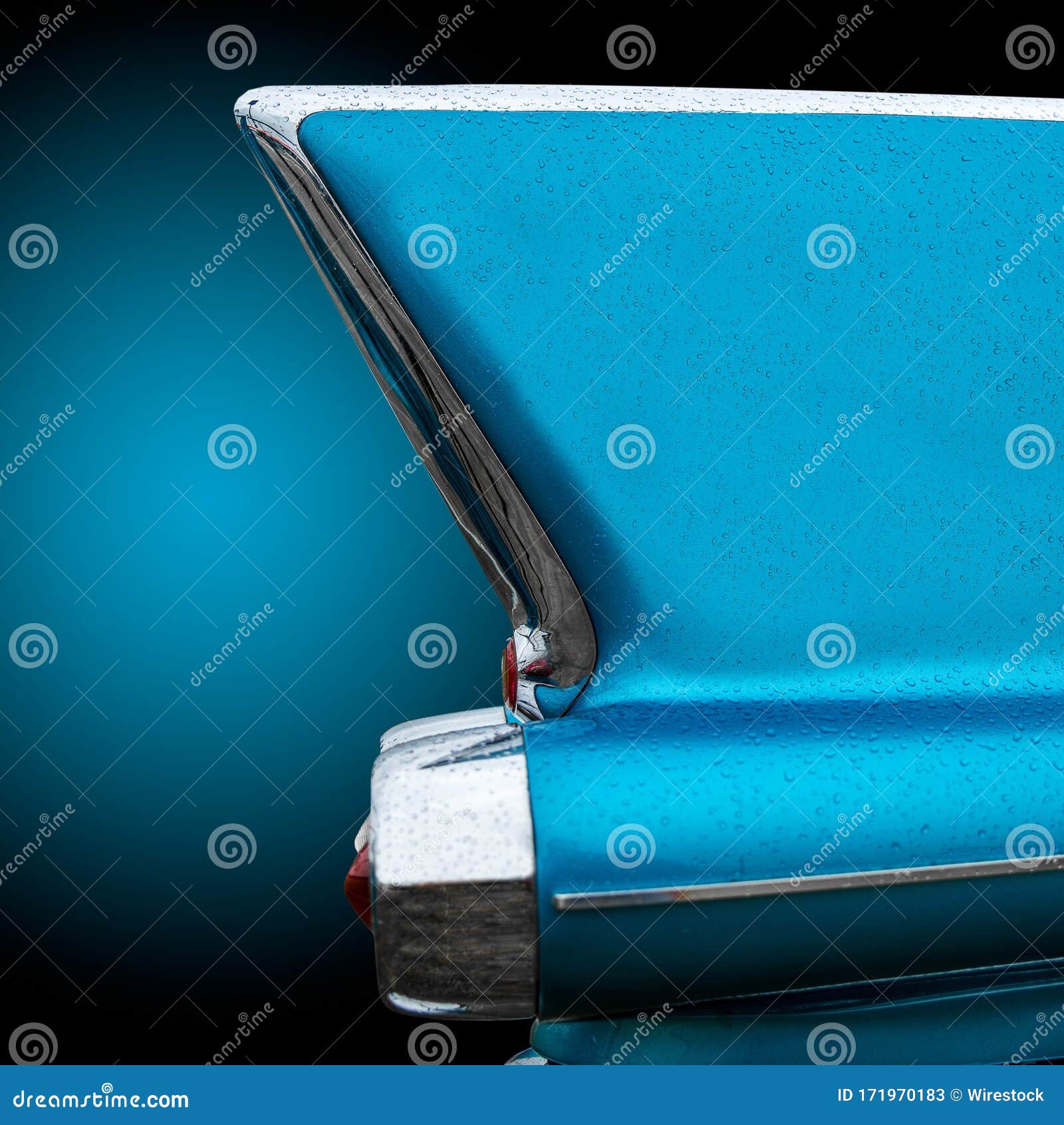 Closeup Shot of the Rocket Shaped Light of a Blue Car Stock Image ...