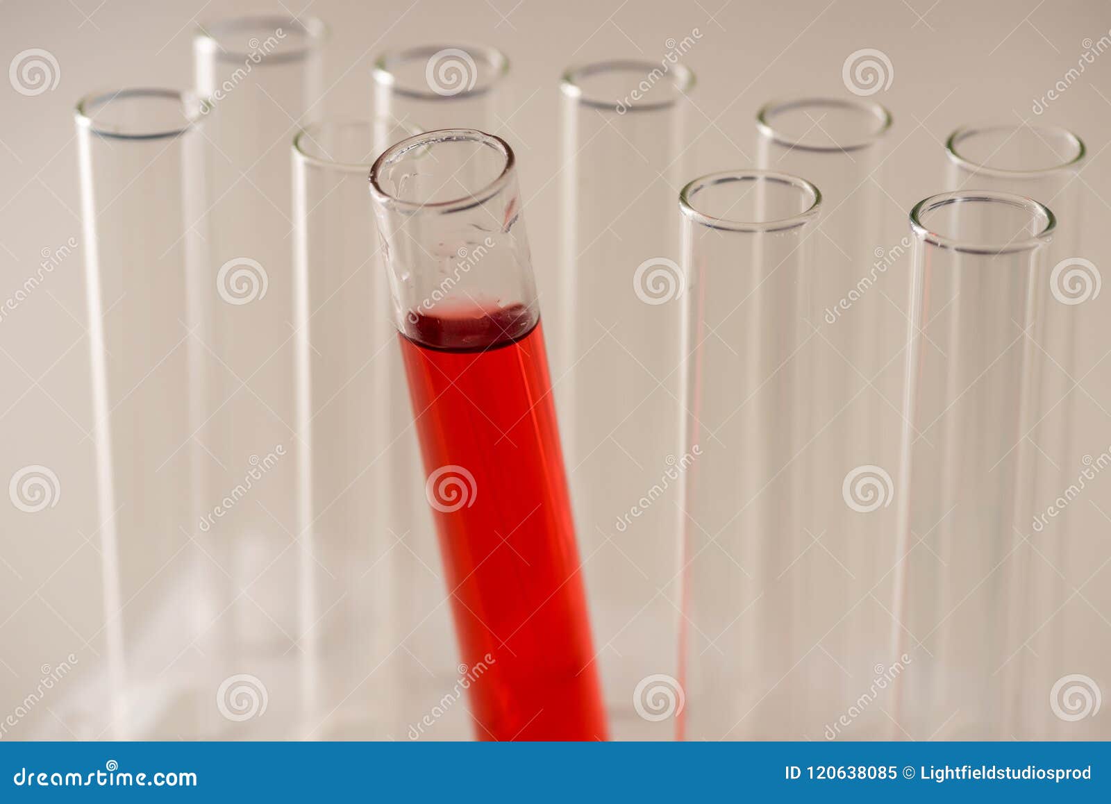 Closeup Shot with Row of Long Test Tubes Stock Image - Image of samples ...