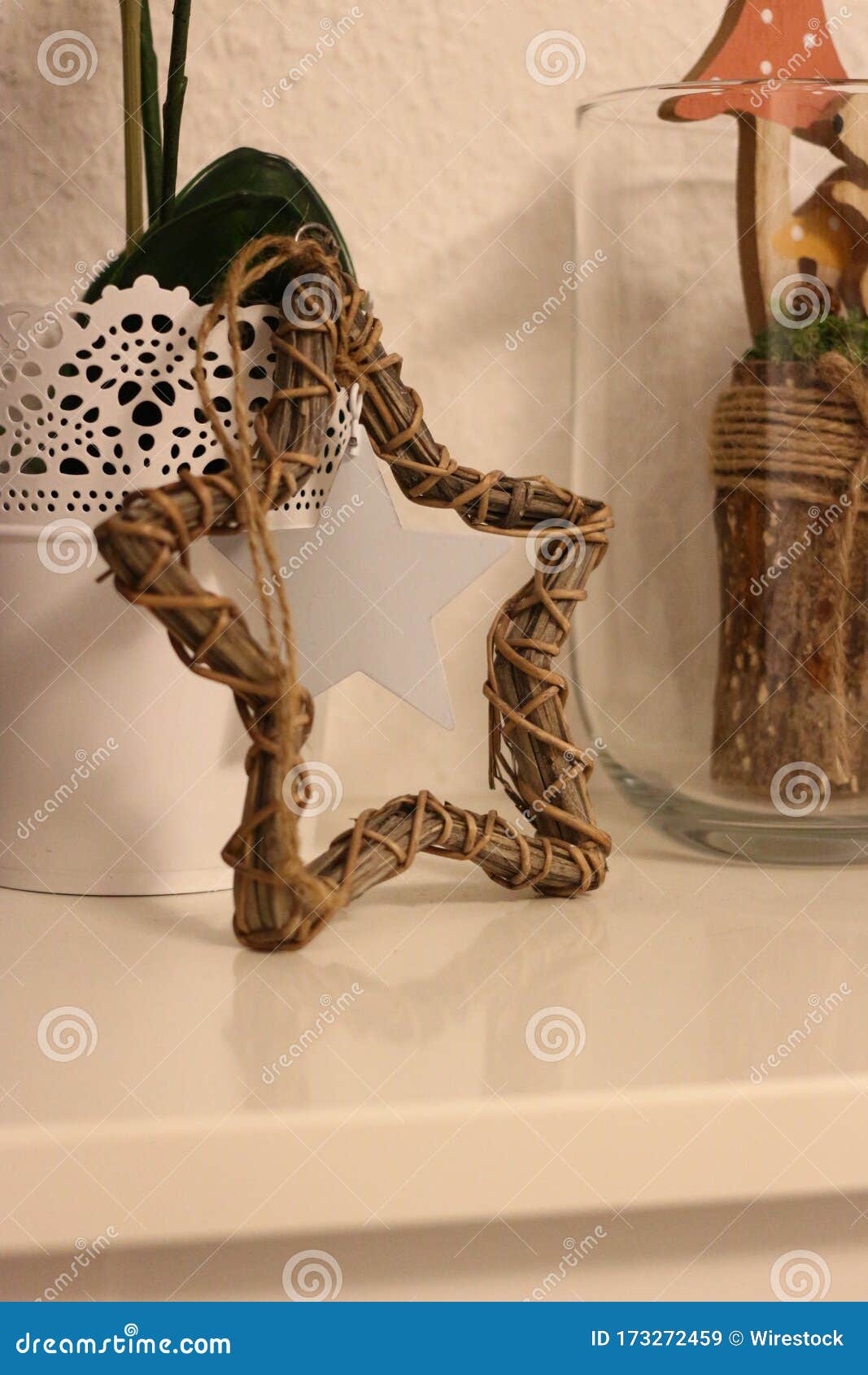 Closeup Shot of a Rustic Decorative Wicker Star Stock Image - Image of ...