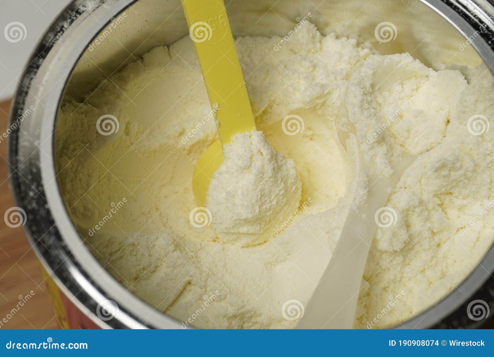 Closeup Shot of Scoops Inside a Bowl of Infant Formula Powder Stock ...