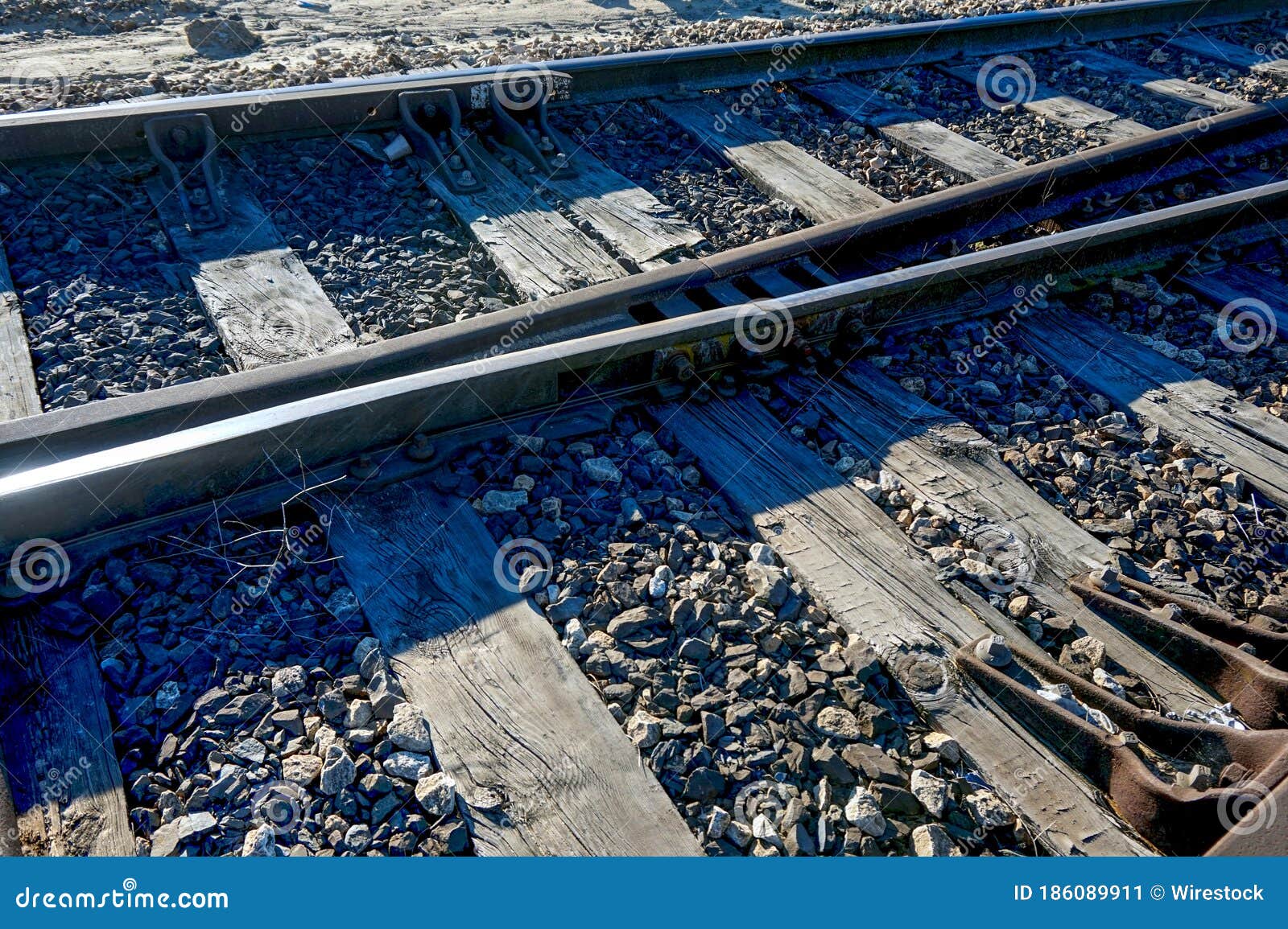 Closeup Shot of a Segment of a Railroad Stock Image - Image of stone ...