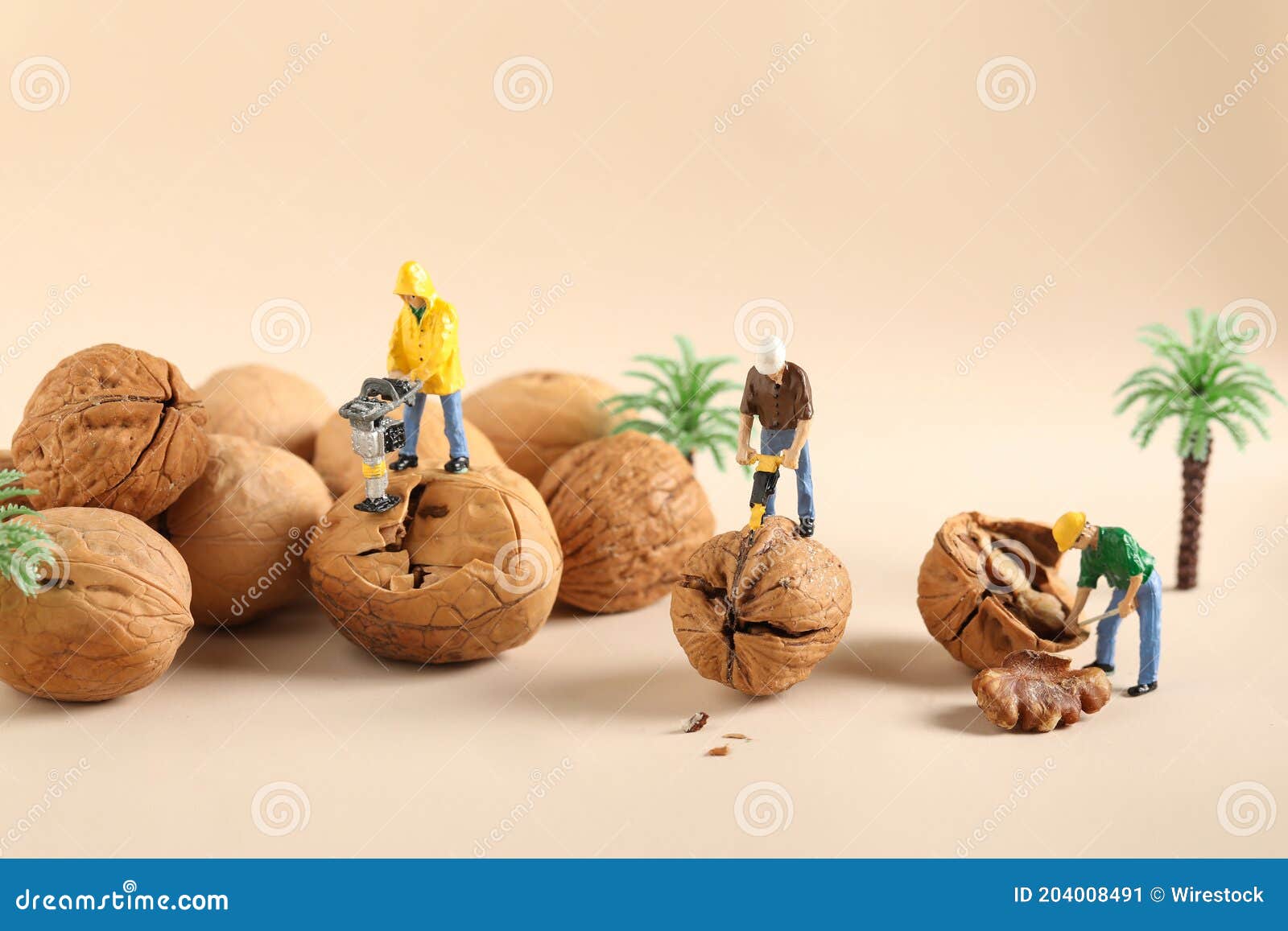 Closeup Shot of Small Construction Workers Working on Nuts Stock Image ...