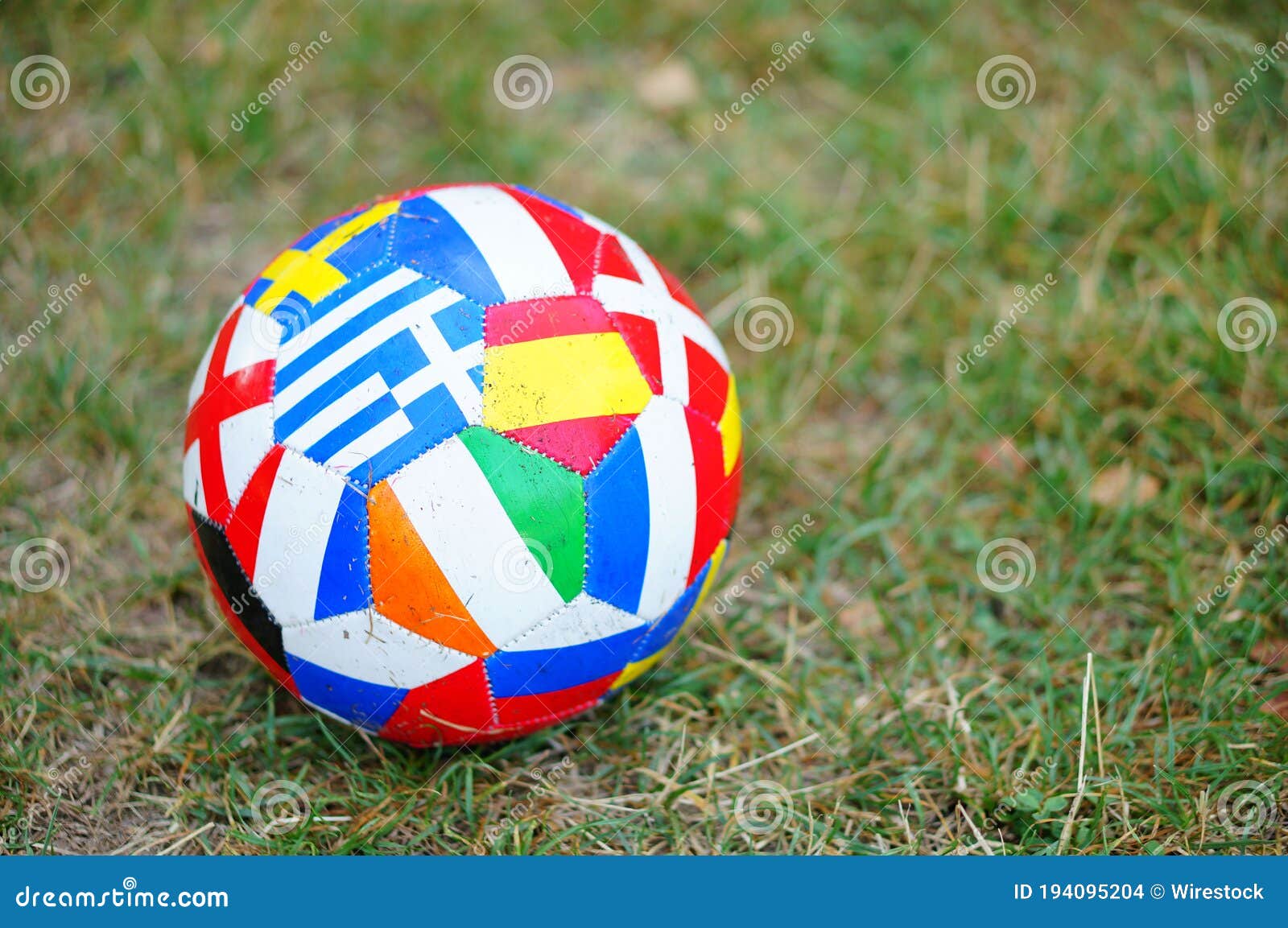 Closeup Shot of a Soccer Ball with Flags Stock Photo - Image of ...