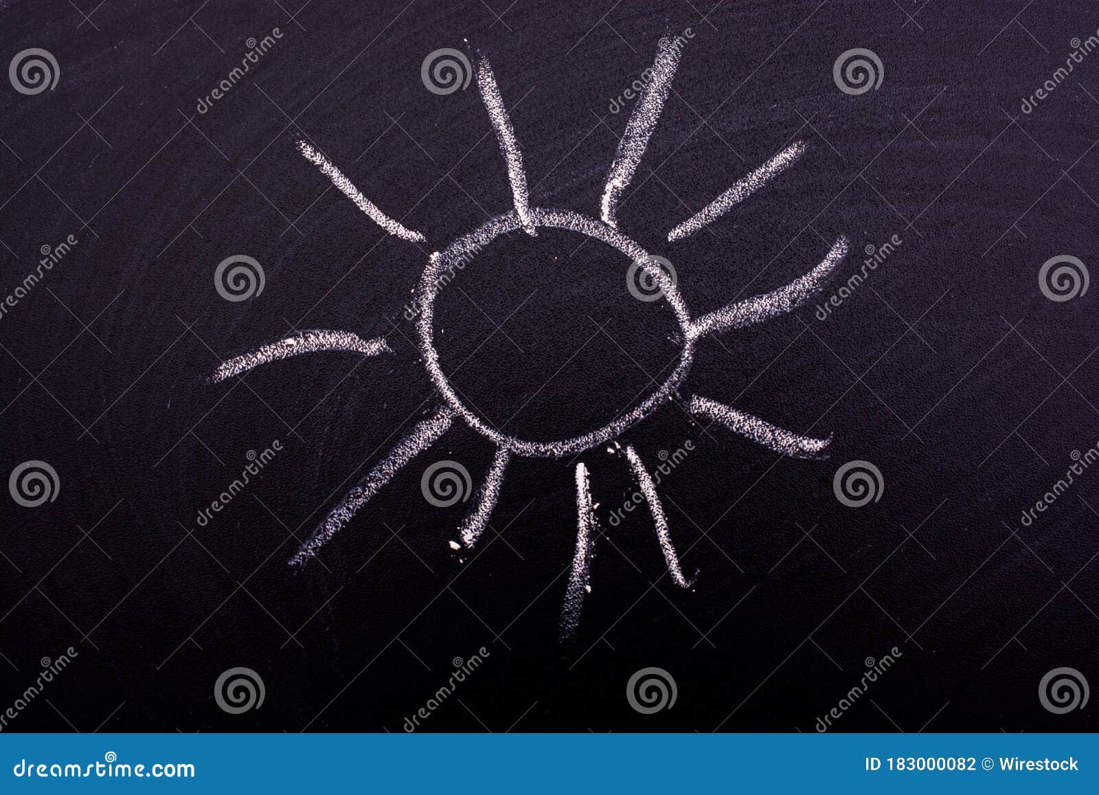 Closeup Shot of a Sun Drawn on a Blackboard with Chalk Stock Photo ...