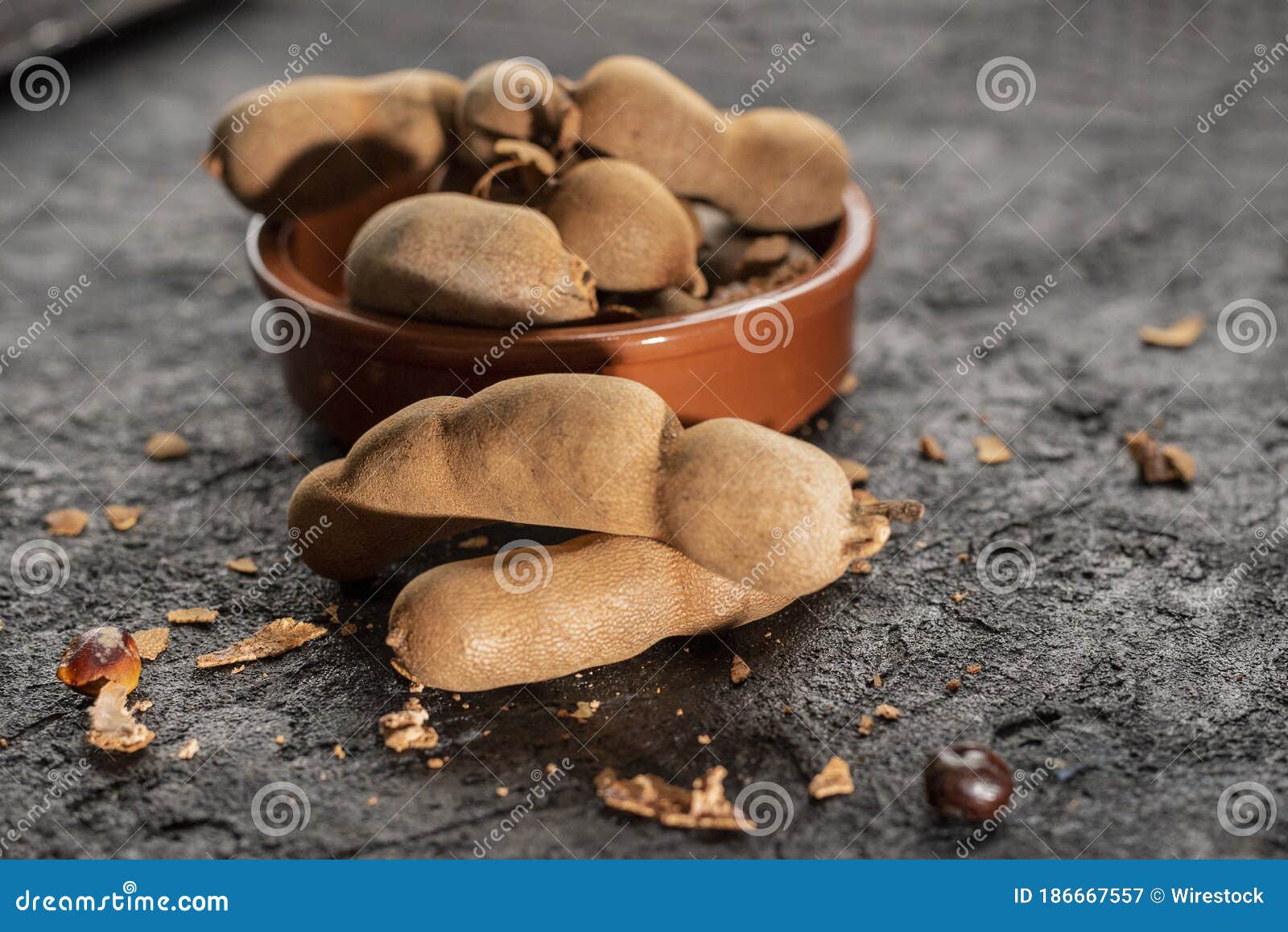 Closeup Shot of Tamarind in a Bowl on a Black Surface Stock Image ...