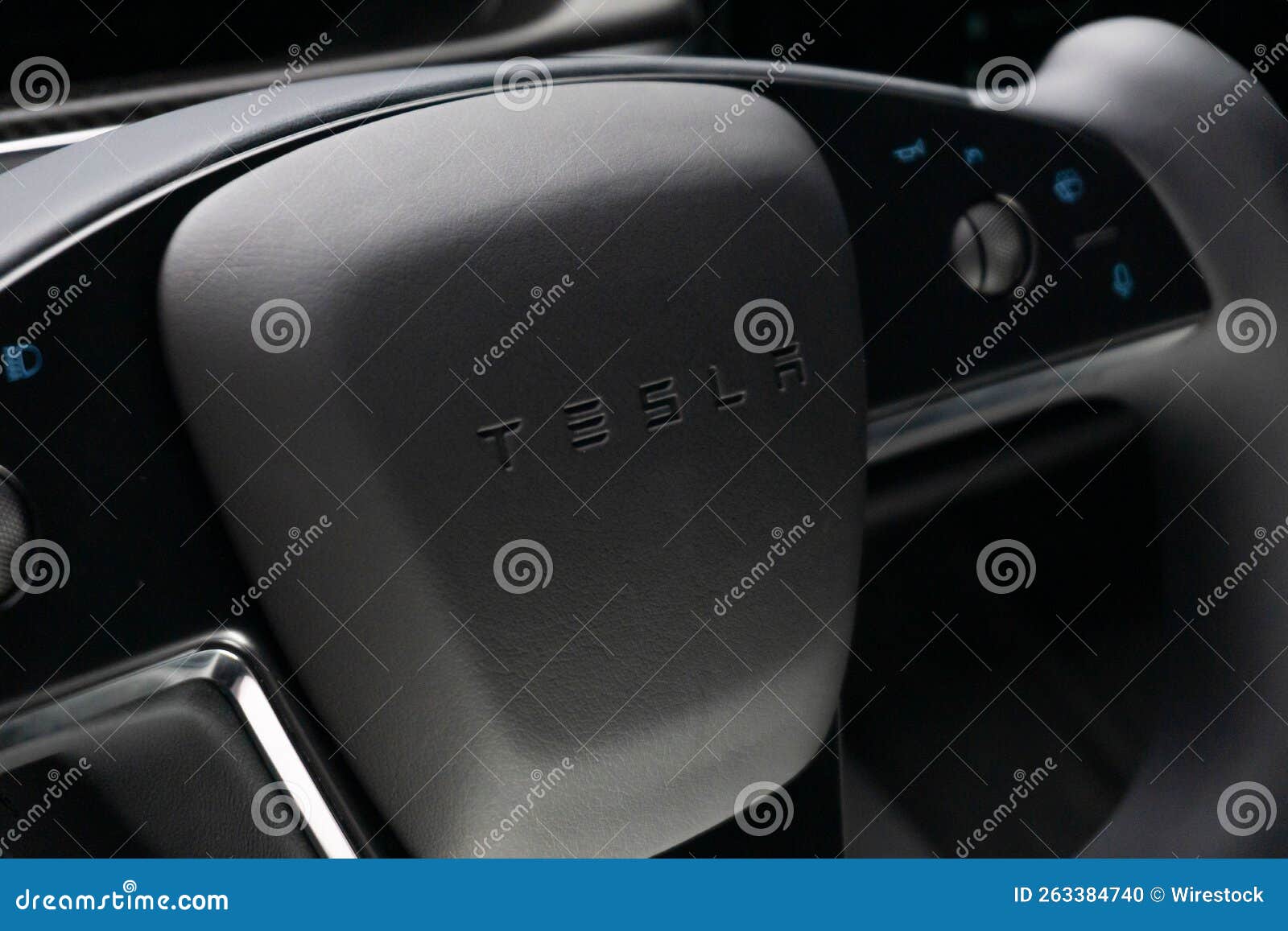 Closeup Of Steering Wheel Start Stop Button Of Red Audi R8 Sport Plus ...