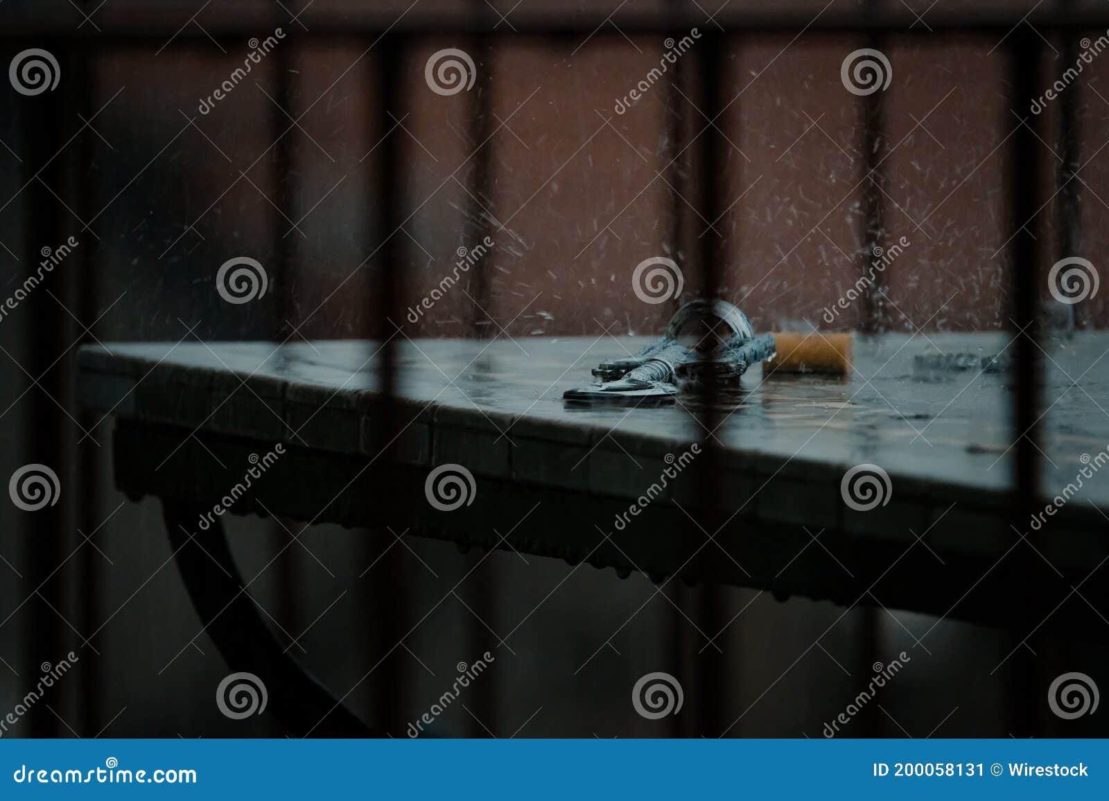 Closeup Shot of a Tool on a Table in a Jail Cell Stock Image - Image of ...