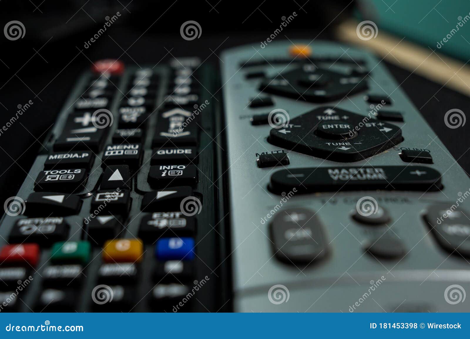 Closeup Shot of the TV Remote Controls on a Table Stock Photo - Image ...