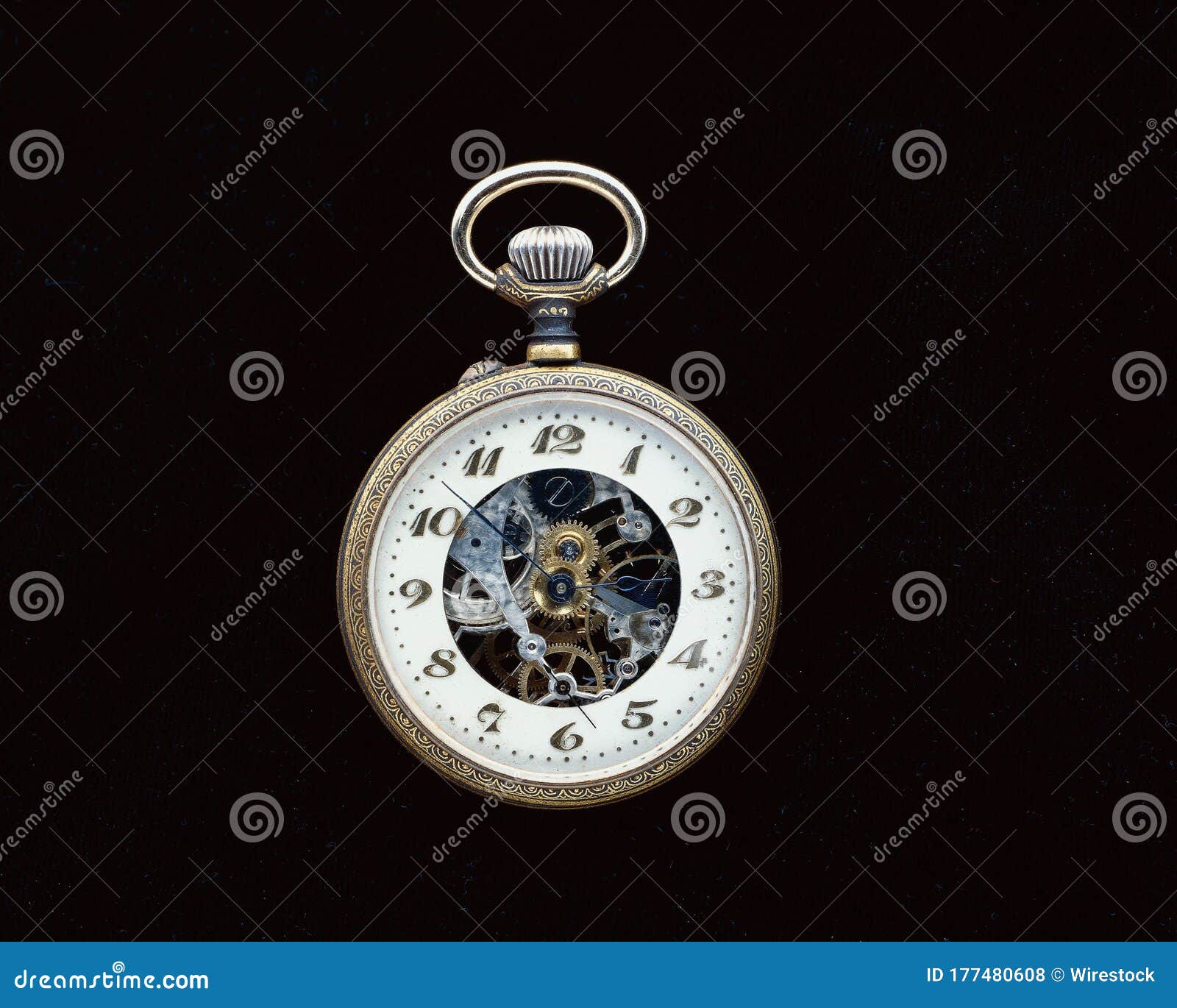 Closeup Shot of a Vintage Pocket Watch on a Black Surface Stock Photo ...