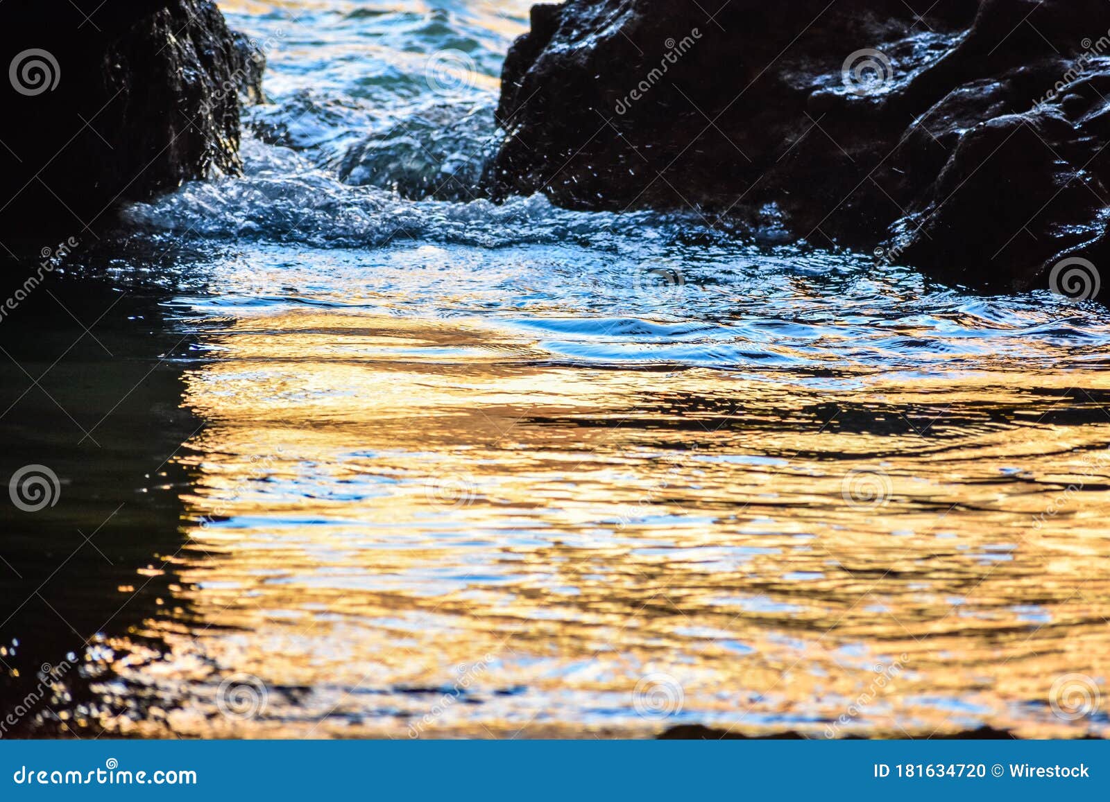 Closeup Shot of the Water Flowing between the Rocks Stock Photo - Image ...