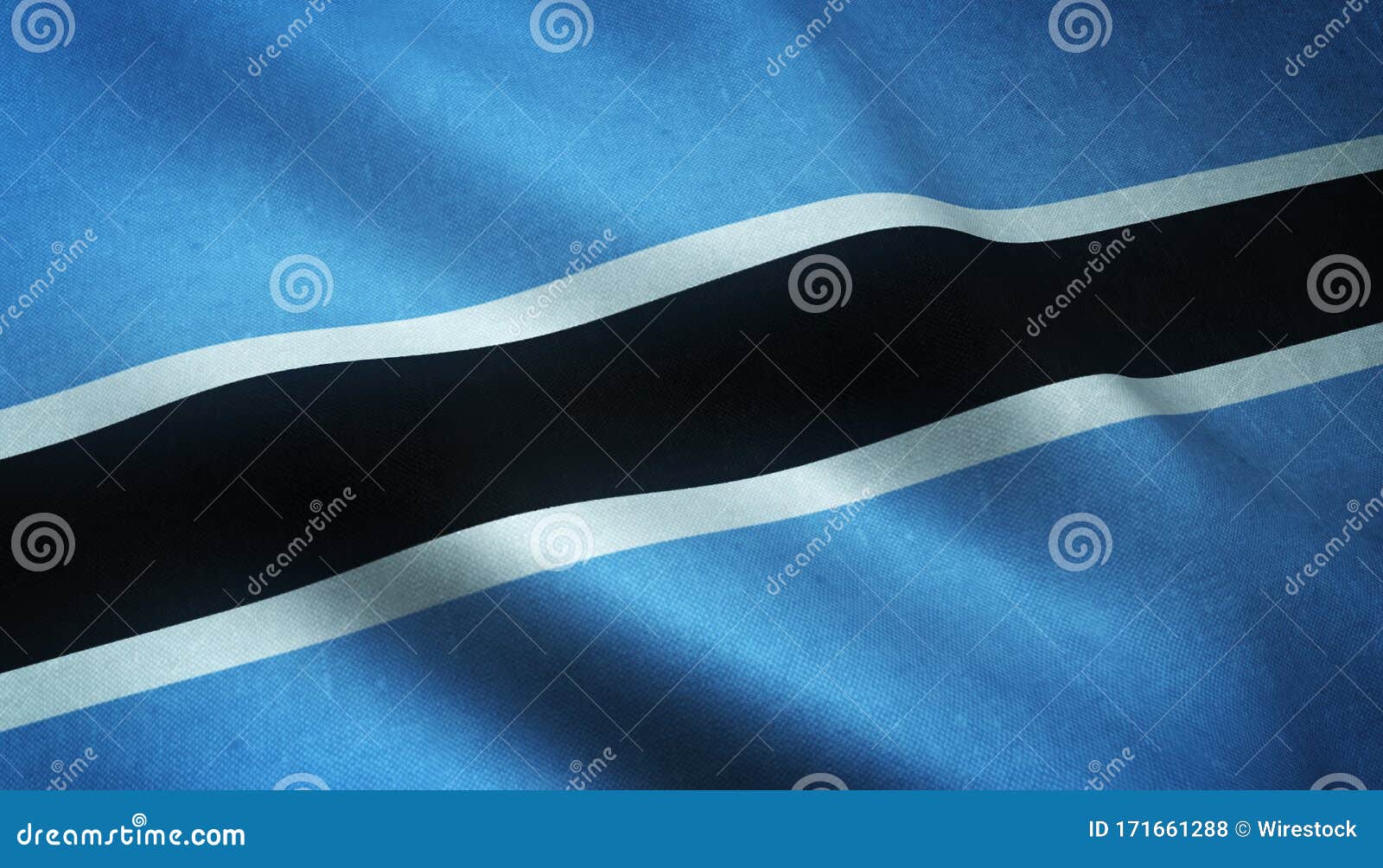 Closeup Shot of the Waving Flag of Botswana with Interesting Textures ...
