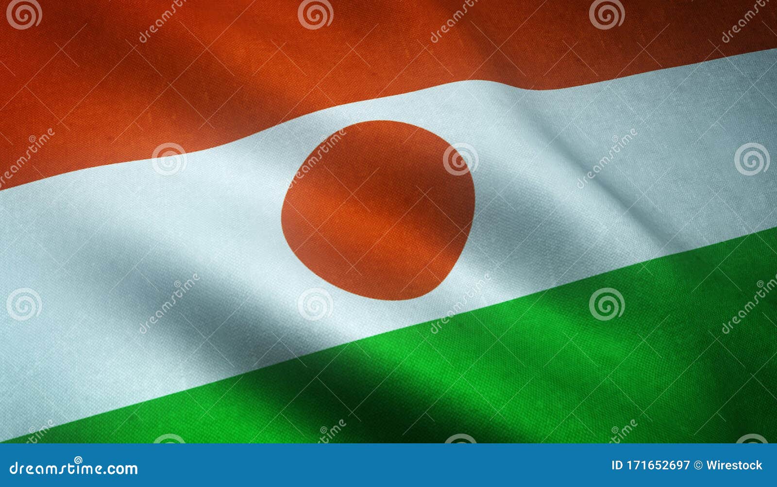 Closeup Shot of the Waving Flag of Niger with Interesting Textures ...
