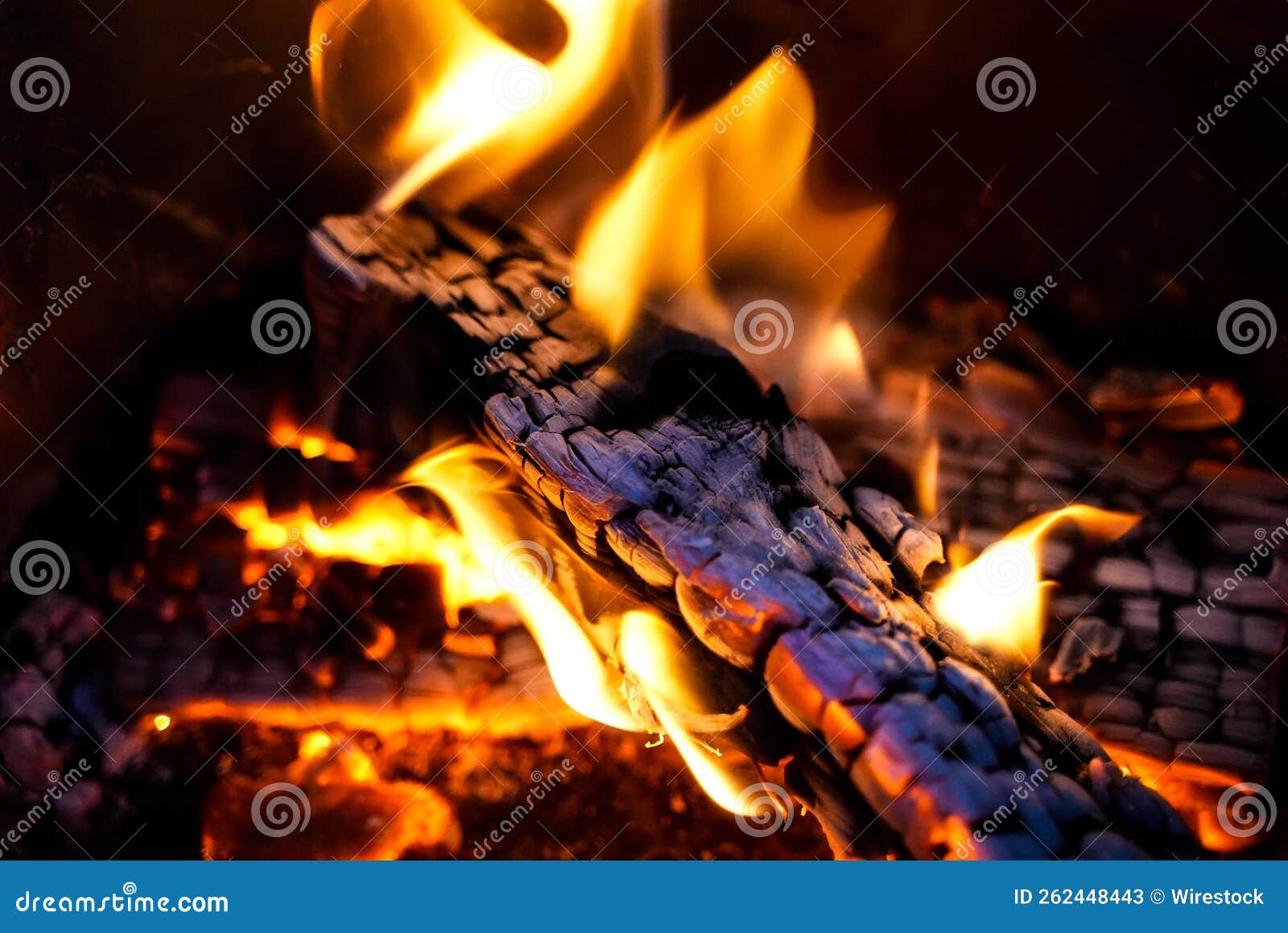 Closeup Shot of Wood Burning in the Fireplace Stock Image - Image of ...