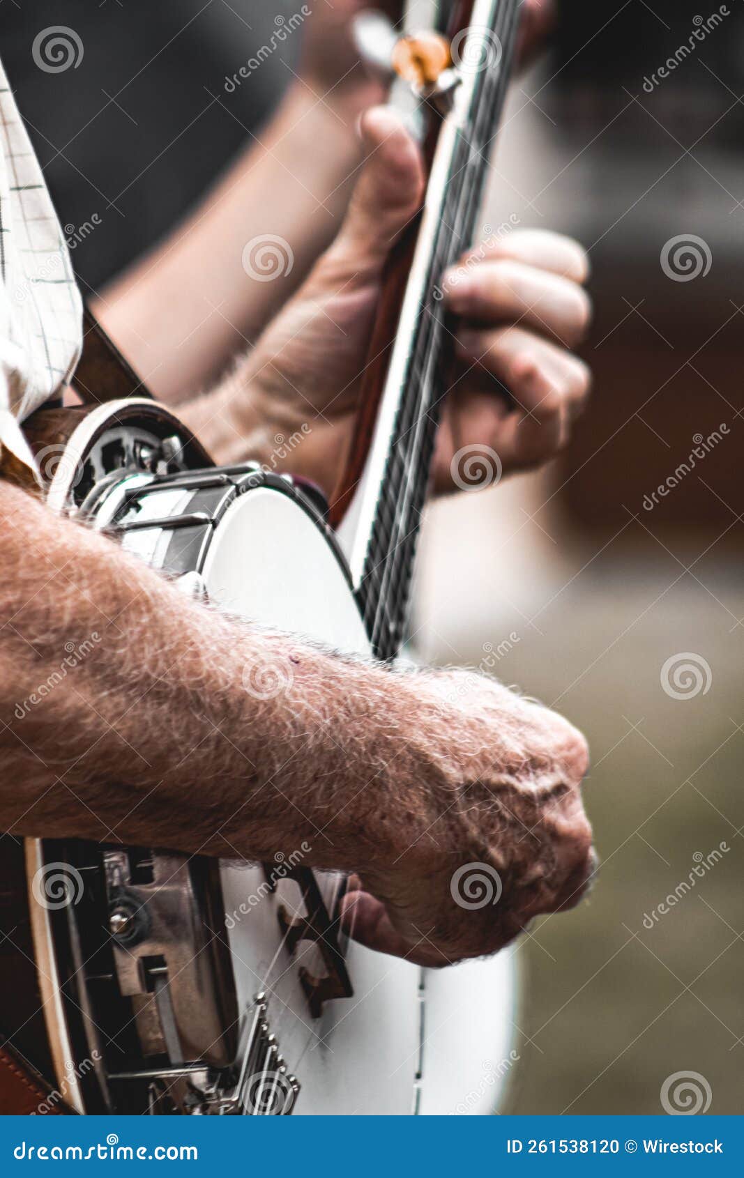 Closeup Side View of Mans Hands Playing Banjo. Stock Photo - Image of ...