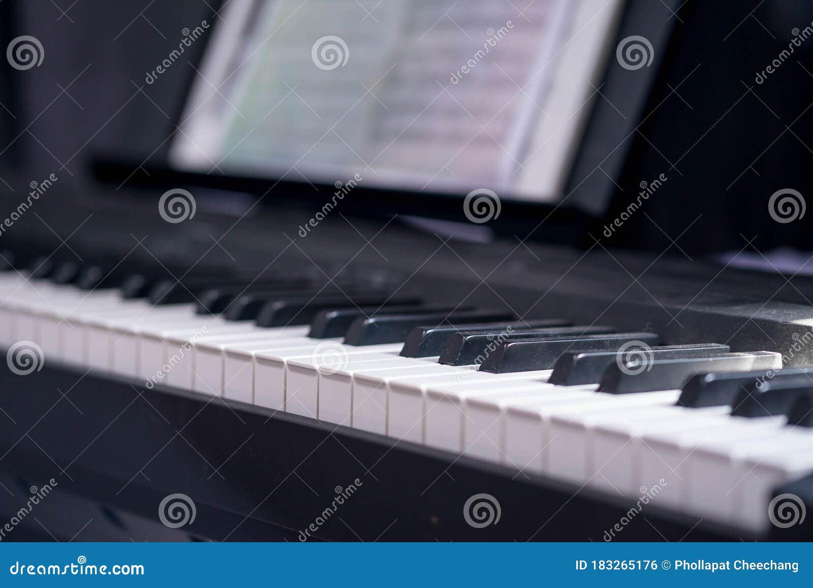 Closeup Side View of Piano Keyboard with Low Light Stock Photo - Image ...