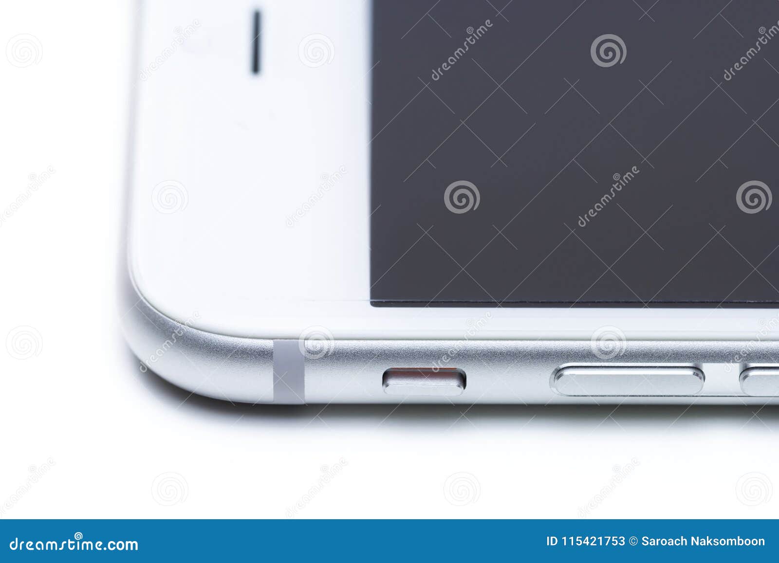 Closeup Side View of a Smartphone Isolate Stock Image - Image of ...