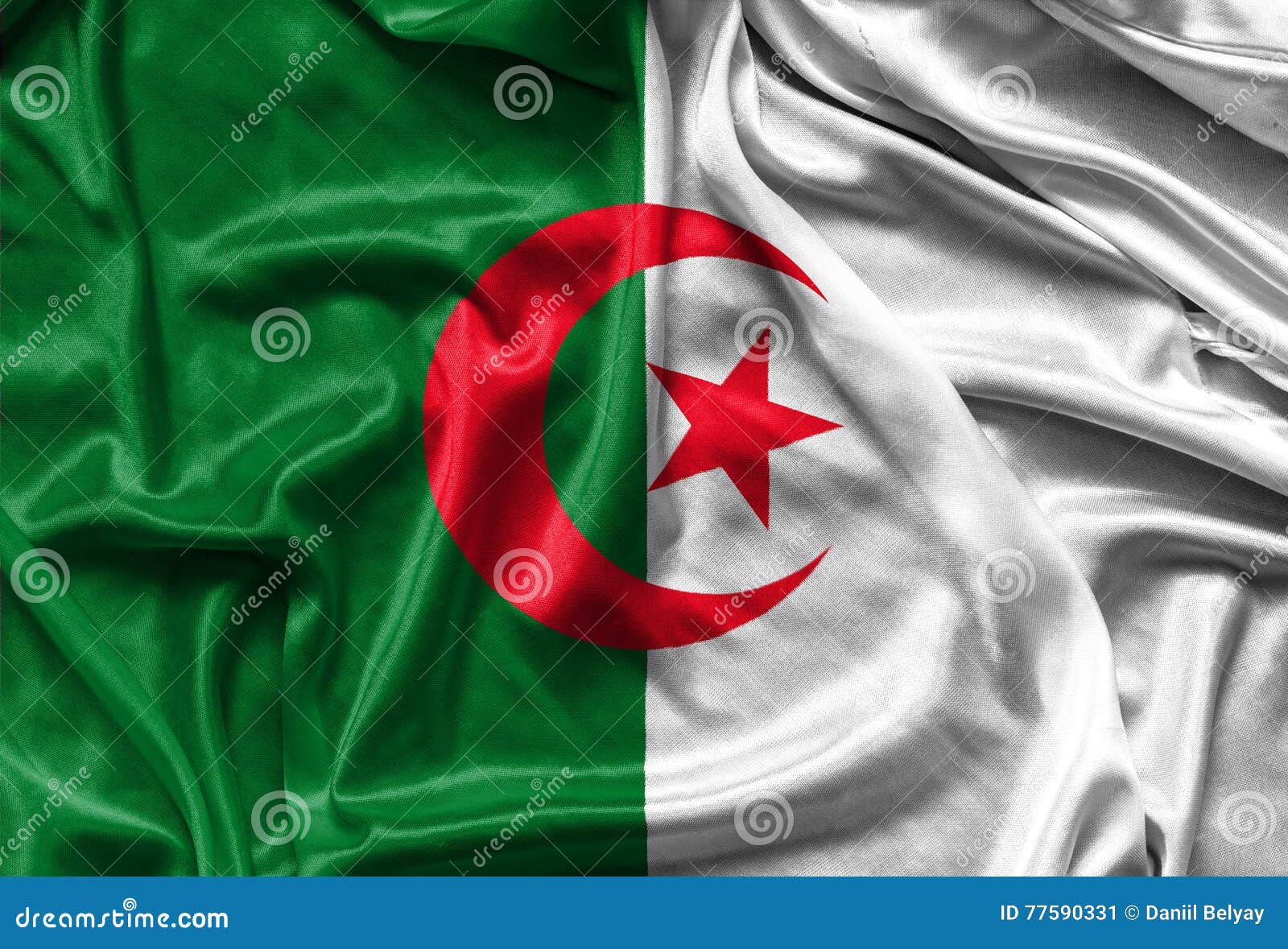 Closeup of Silky Algerian Flag Stock Image - Image of green, concept ...