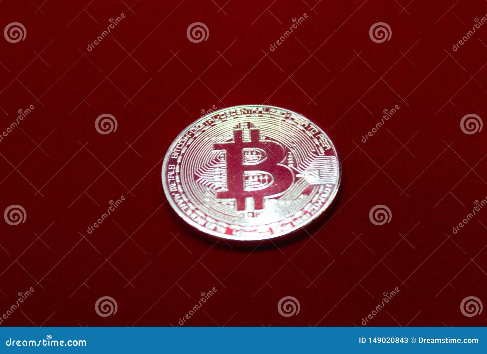 Bitcoin on Red Velvet Background Stock Image - Image of exchange, metal ...