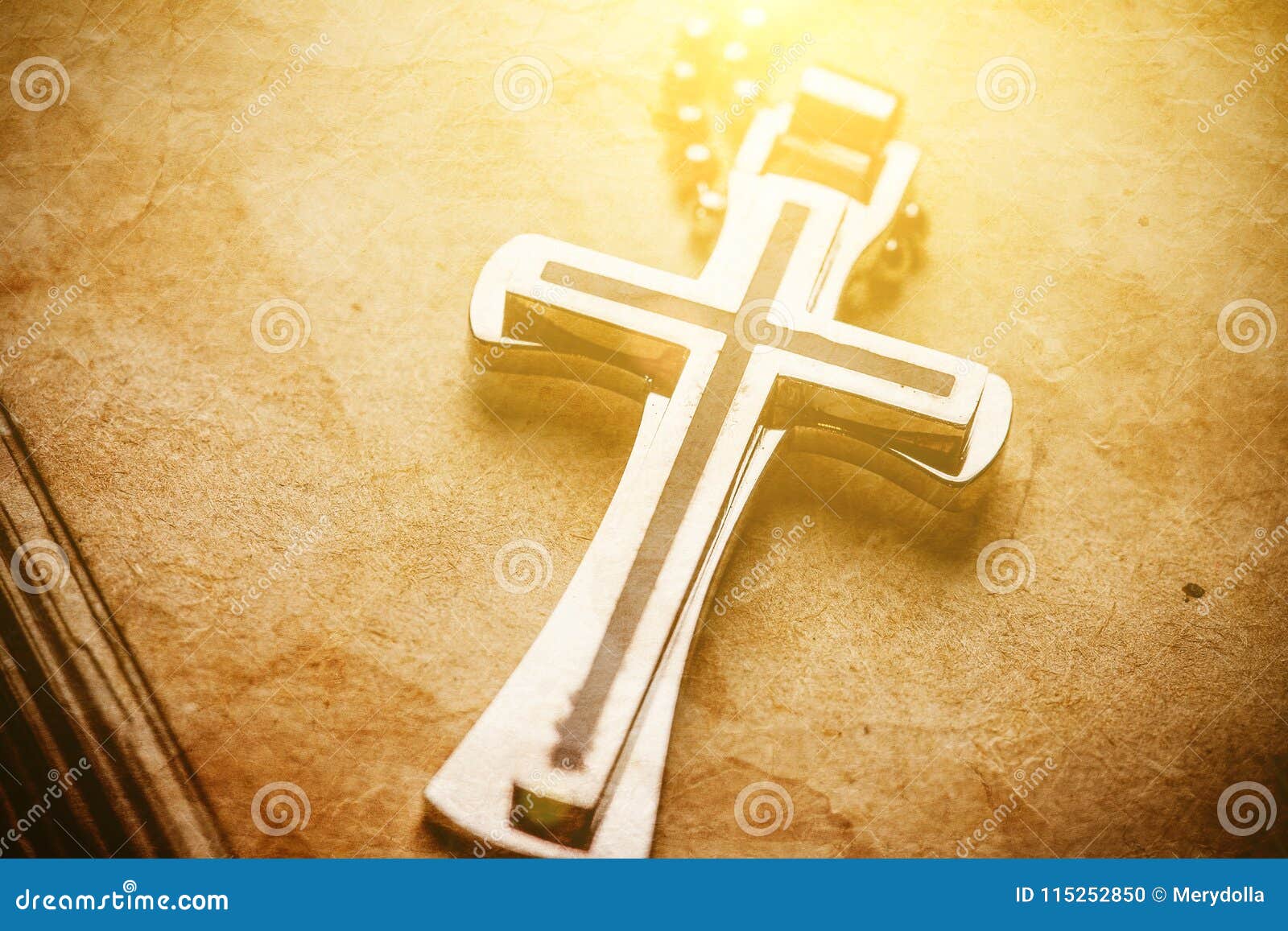 Closeup of Silver Christian Cross Stock Photo - Image of devotion ...
