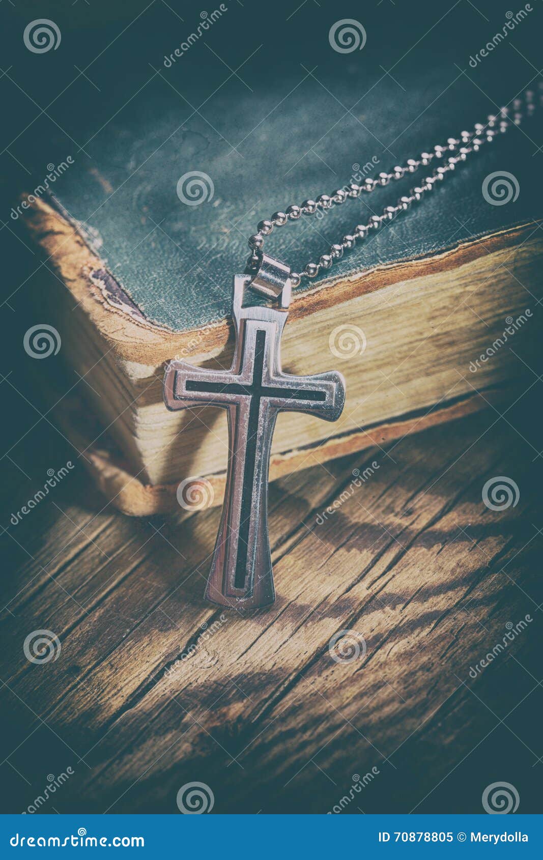 Silver Christian Cross On Books Royalty-Free Stock Image ...
