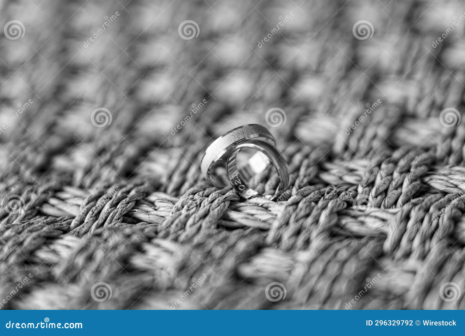 Closeup of Silver Wedding Rings in Grayscale Stock Photo - Image of ...