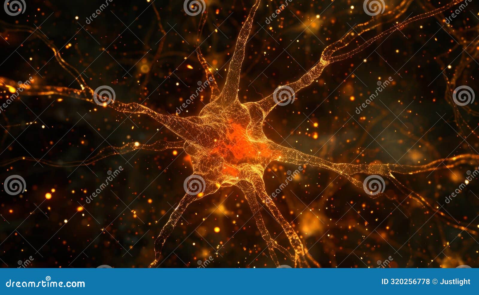 A Closeup of a Single Neuron Its Delicate Structure Illuminated by ...