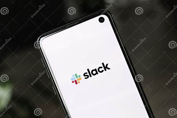 Closeup of Slack Logo on Smartphone Screen Editorial Stock Image ...