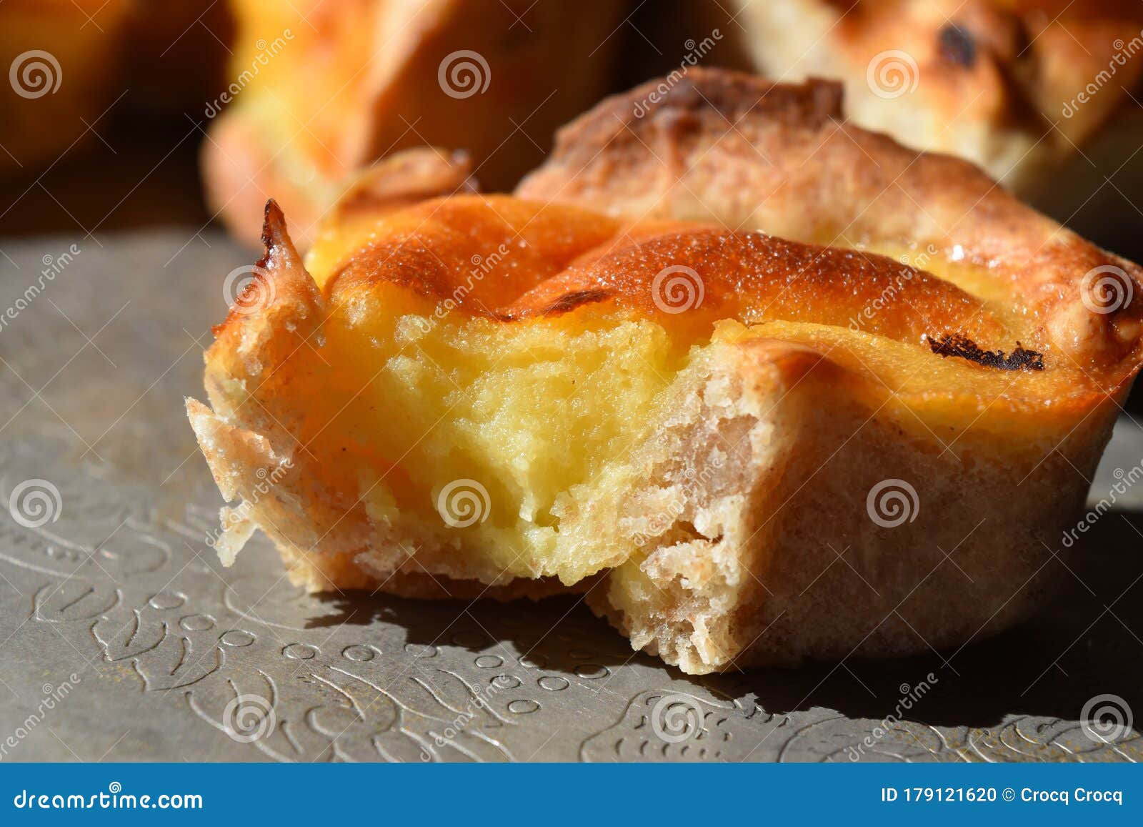 Closeup on a Small Pastel De Nata Detail Stock Photo - Image of hearts ...