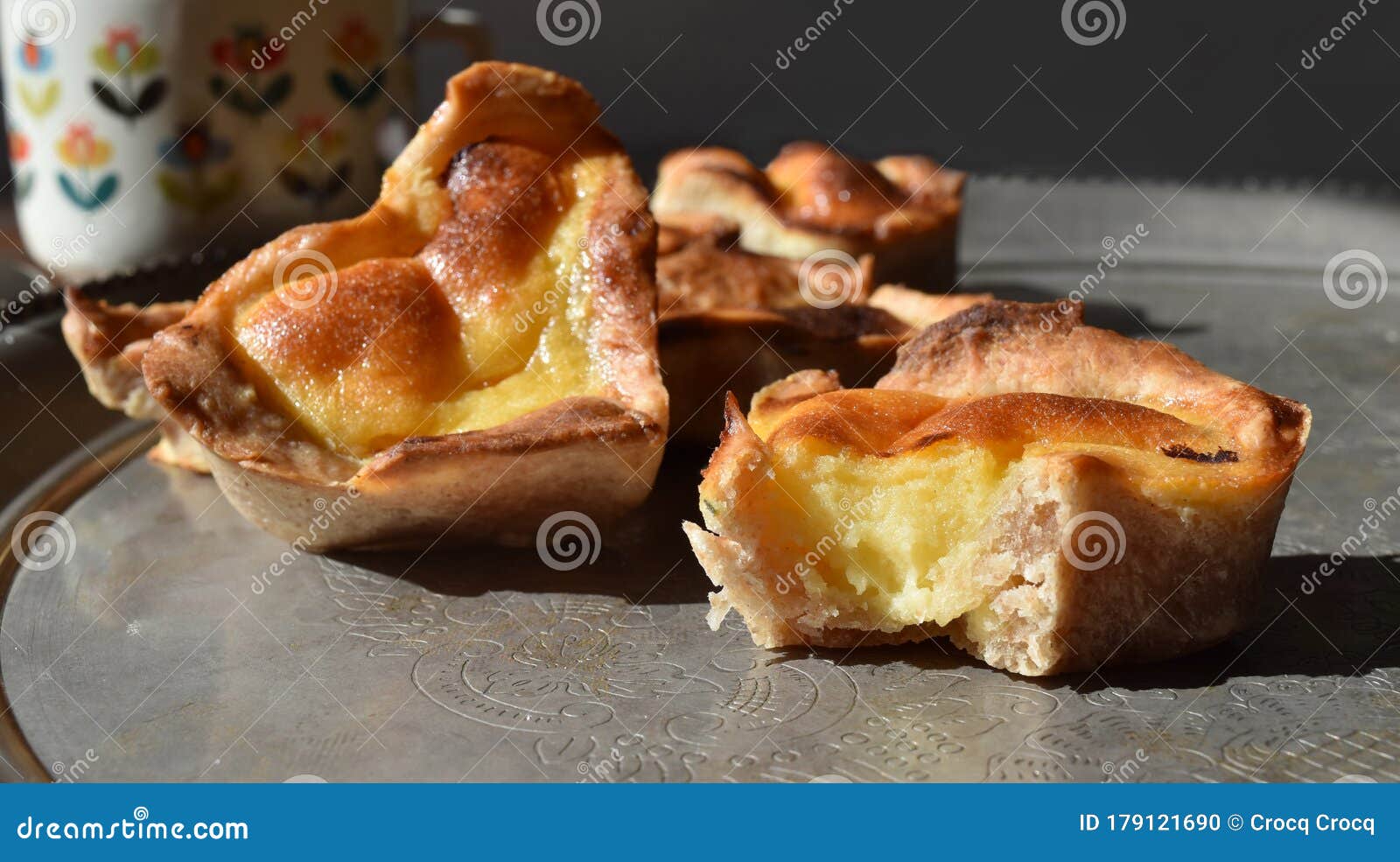 Pastel De Nata Closeup on a Small Pastel De Nata Detail Stock Photo ...