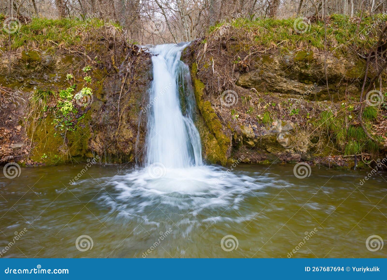 Small Waterfall on Mountain River Stock Photo - Image of flow, water ...