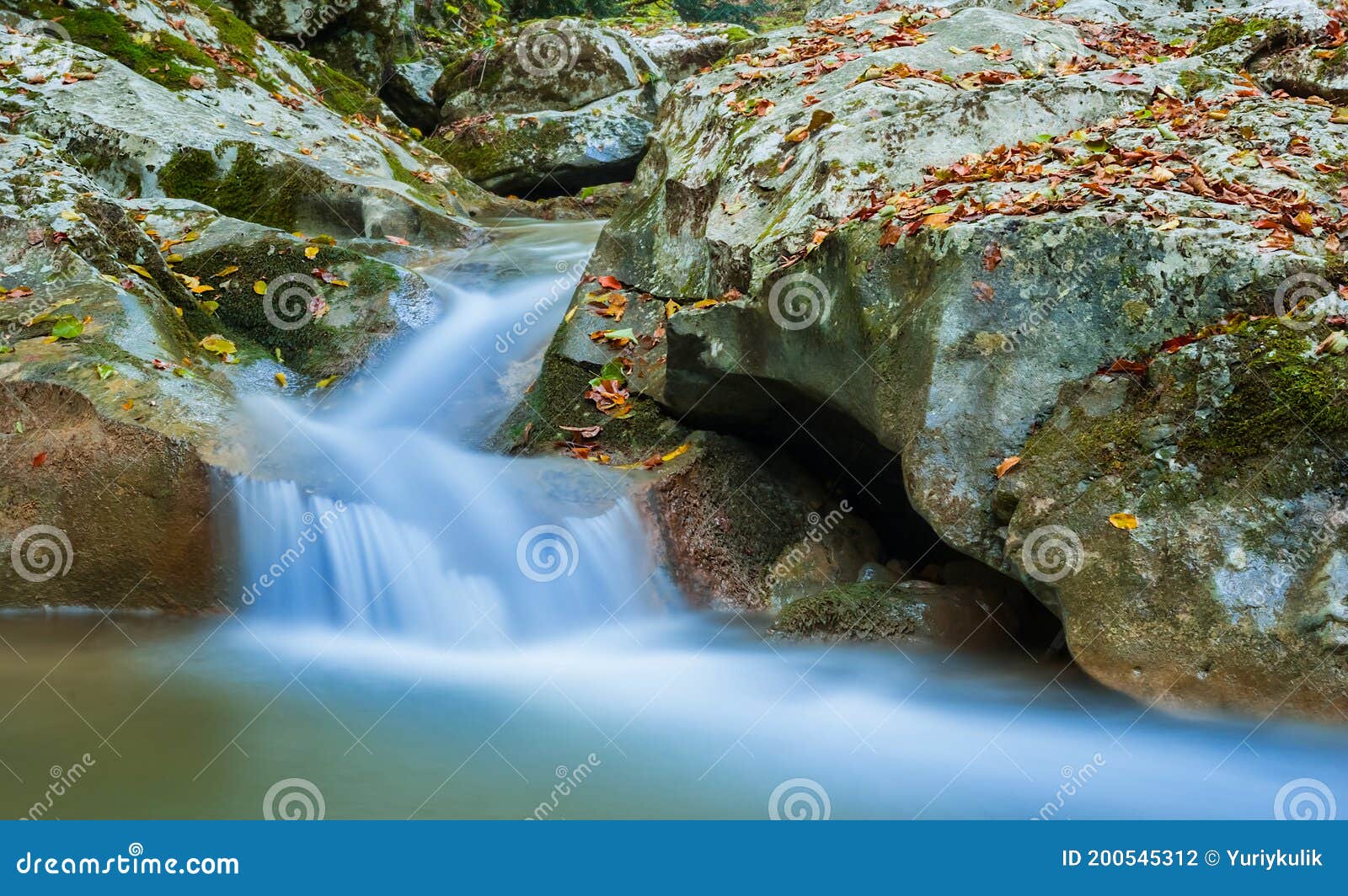 Small Waterfall on a Mountain River Stock Photo - Image of closeup ...