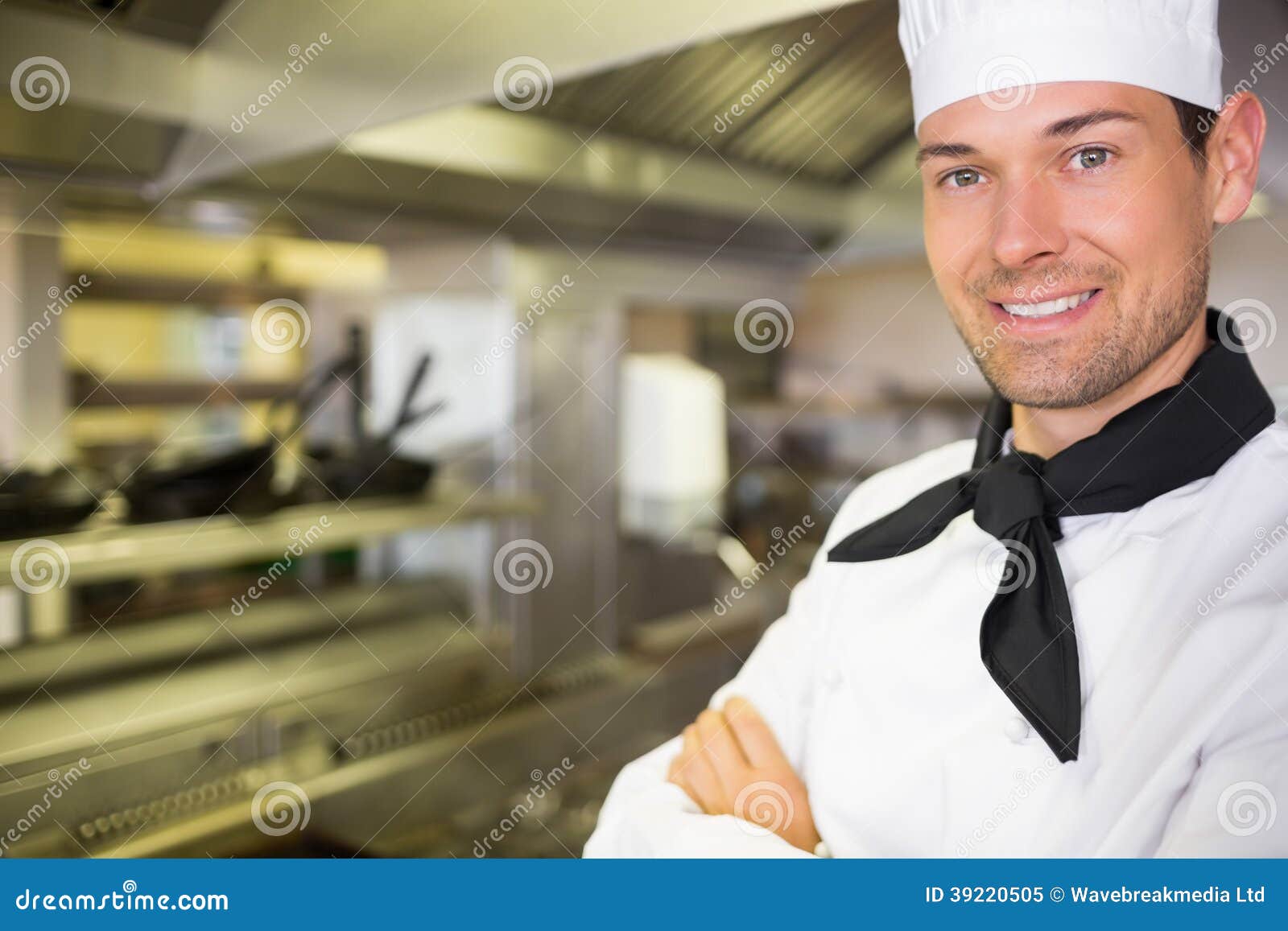 Closeup of a Smiling Male Cook in Kitchen Stock Image - Image of cook ...