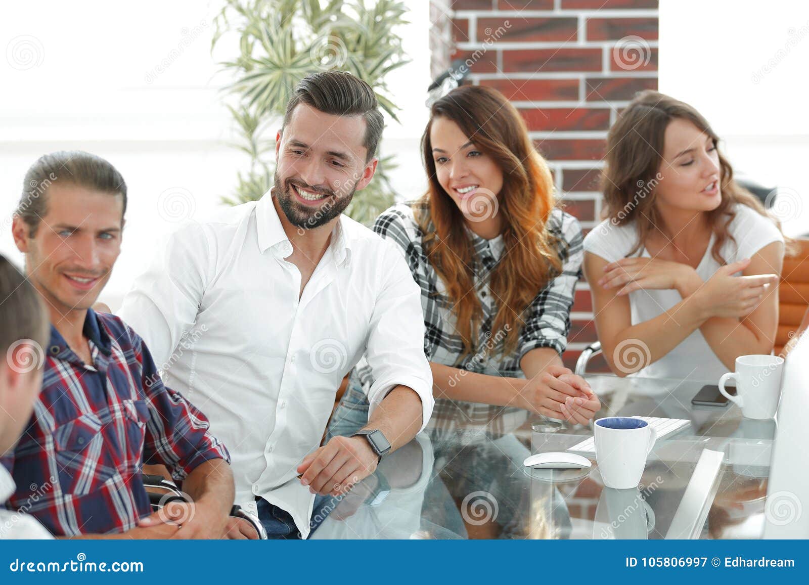 Smiling Team Discussing the Current Problems Stock Image - Image of ...