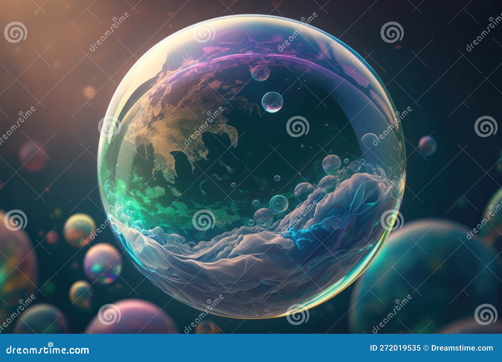 Soap Bubble with Earth Reflection Stock Illustration - Illustration of ...