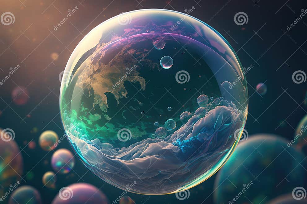 Soap Bubble with Earth Reflection Stock Illustration - Illustration of bubbles, sphere: 272019535
